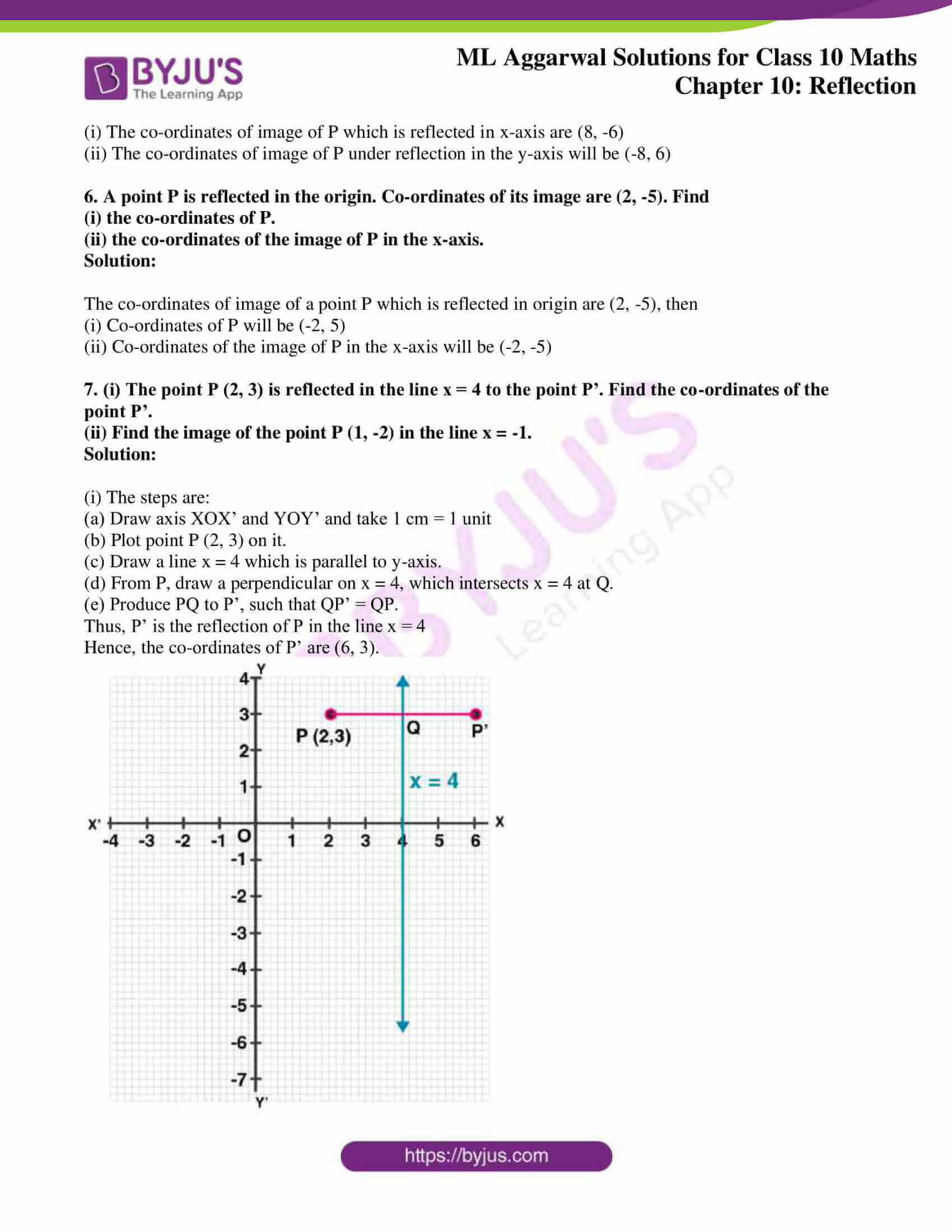 ML Aggarwal Solutions for Class 10 Maths Chapter 10 Reflection free PDF