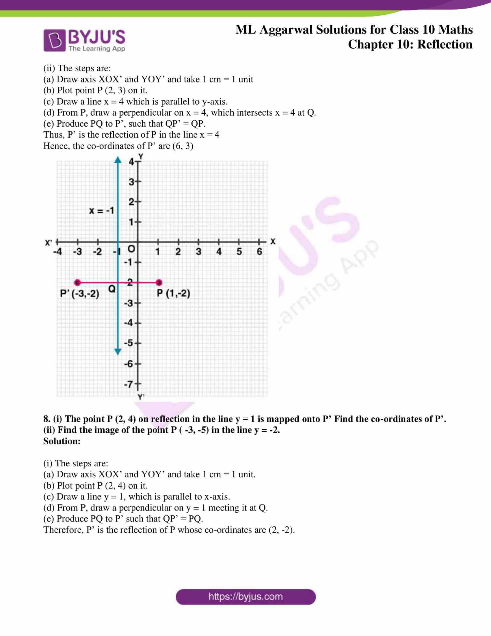 ML Aggarwal Solutions for Class 10 Maths Chapter 10 Reflection free PDF