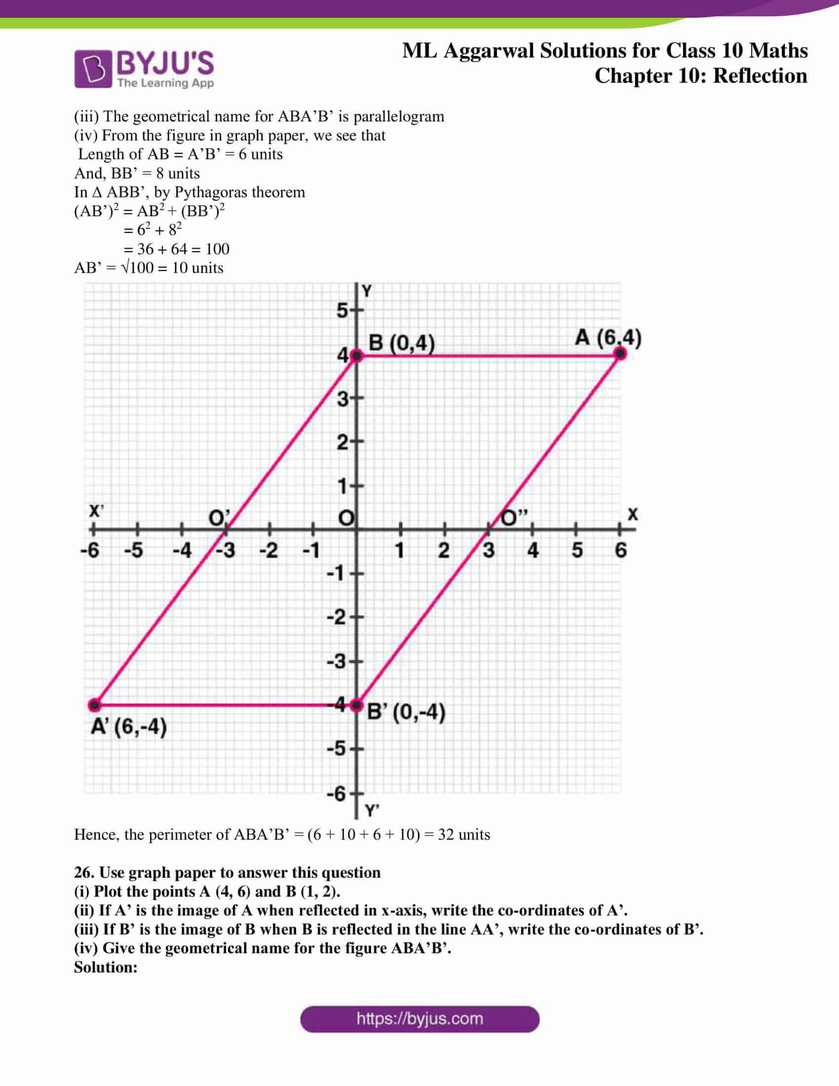 ML Aggarwal Solutions for Class 10 Maths Chapter 10 Reflection free PDF