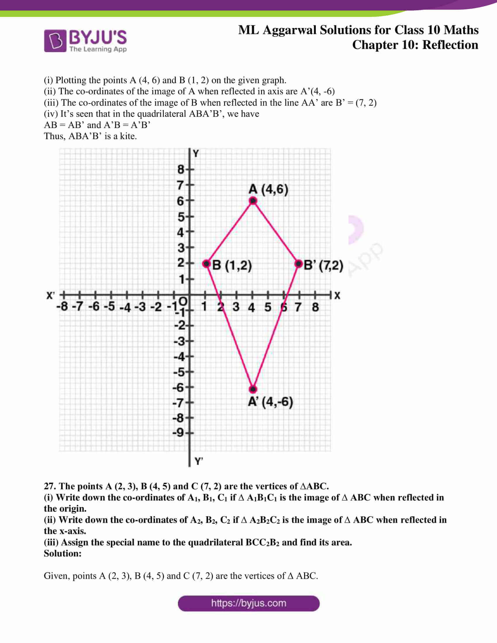 ML Aggarwal Solutions for Class 10 Maths Chapter 10 Reflection free PDF