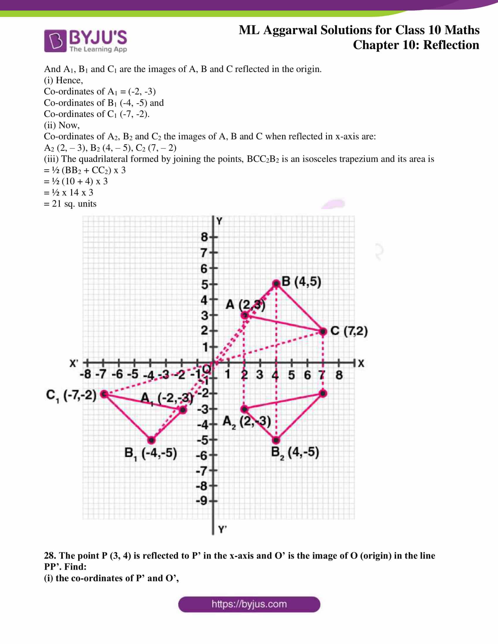 ML Aggarwal Solutions for Class 10 Maths Chapter 10 Reflection free PDF