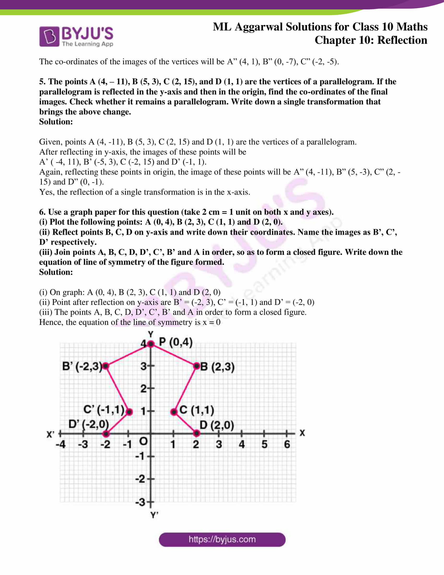 ML Aggarwal Solutions for Class 10 Maths Chapter 10 Reflection free PDF