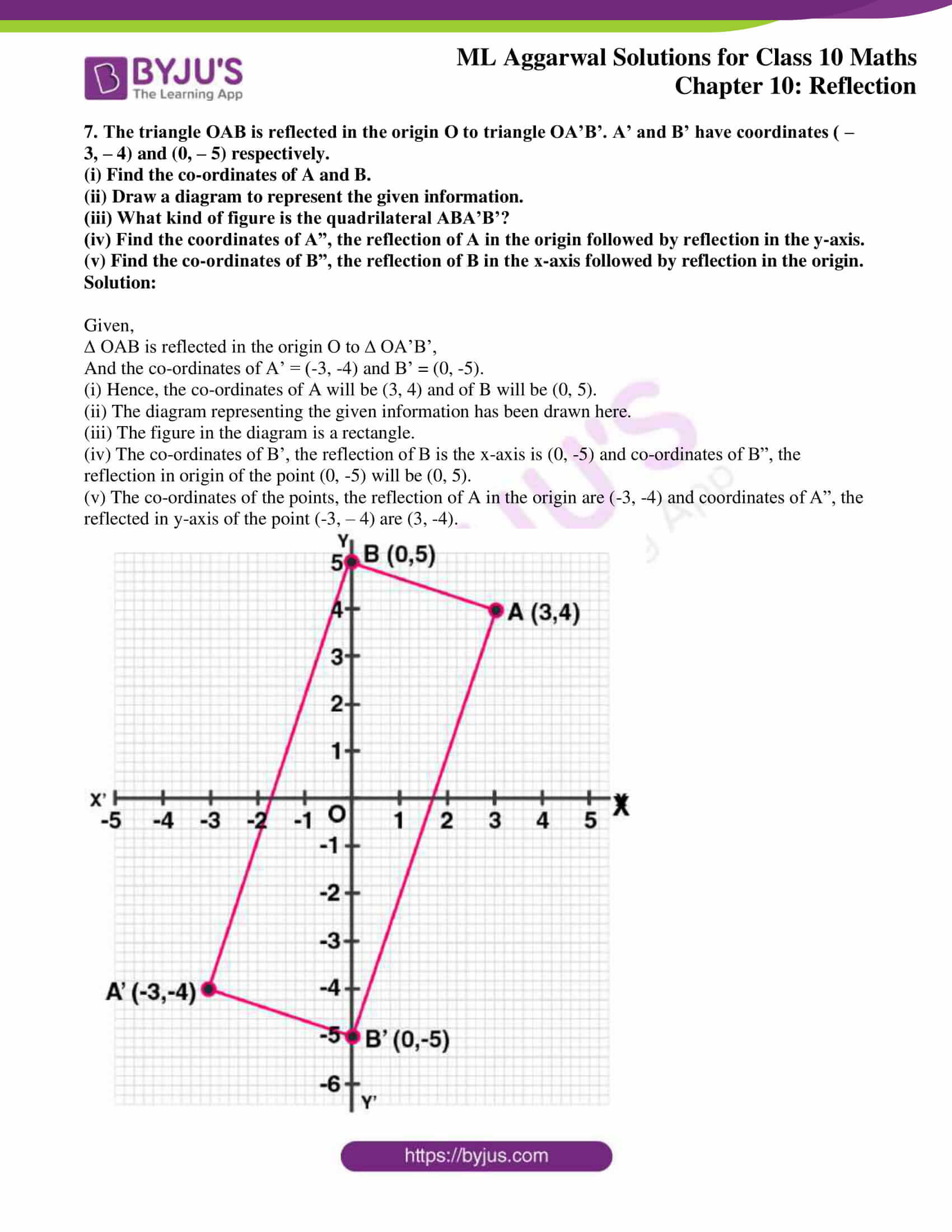ML Aggarwal Solutions for Class 10 Maths Chapter 10 Reflection free PDF