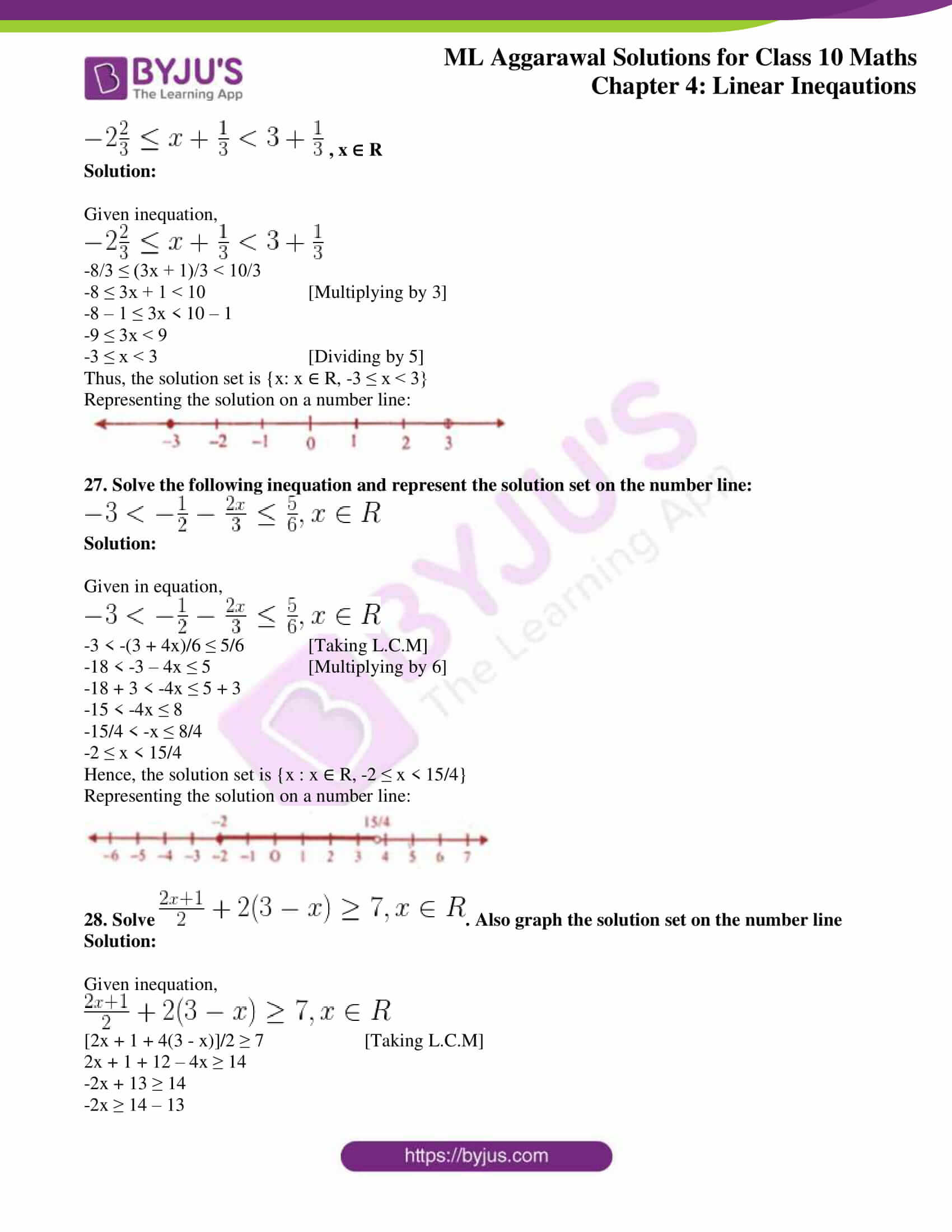 ML Aggarwal Solutions for Class 10 Maths Chapter 4 Linear Inequations access PDF for free