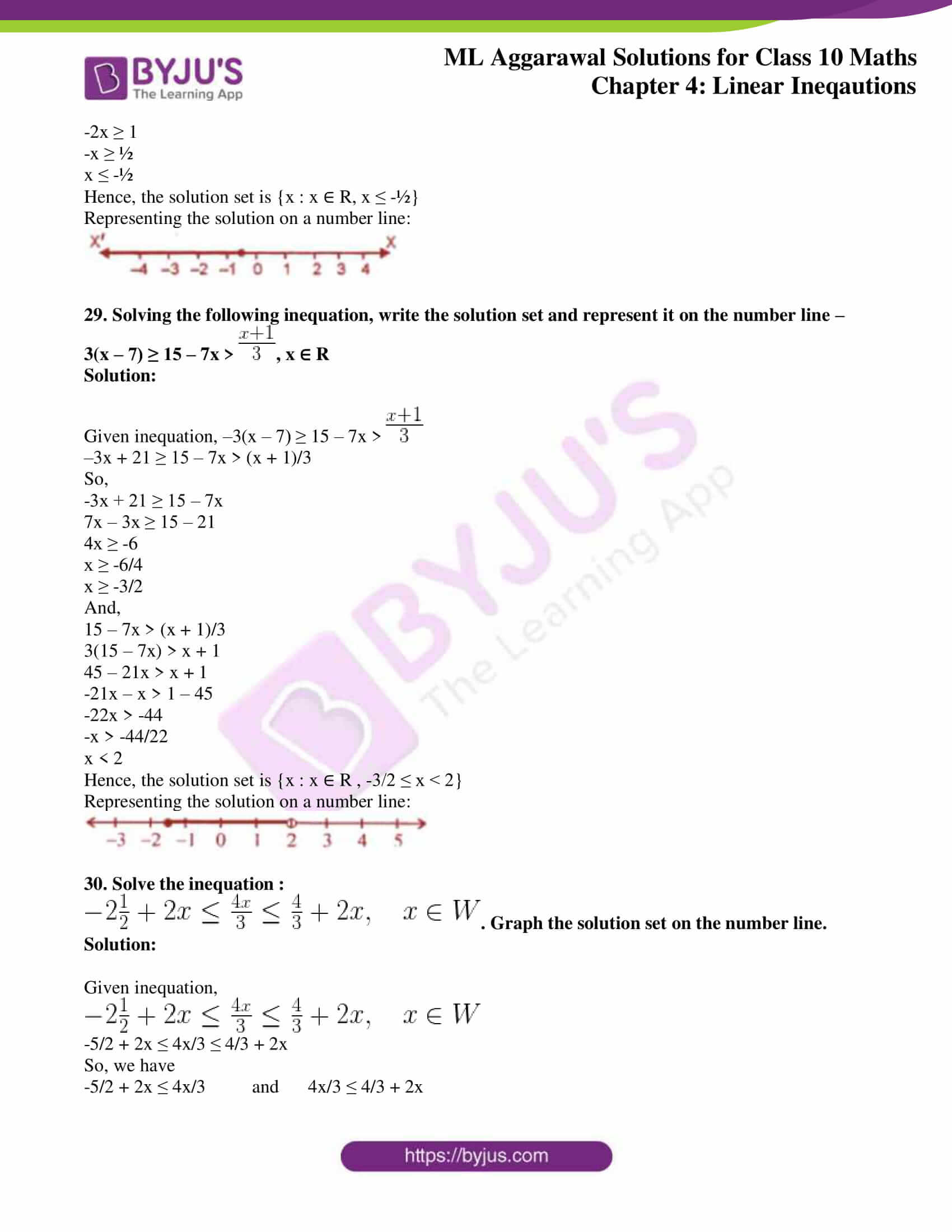 ML Aggarwal Solutions for Class 10 Maths Chapter 4 Linear Inequations ...