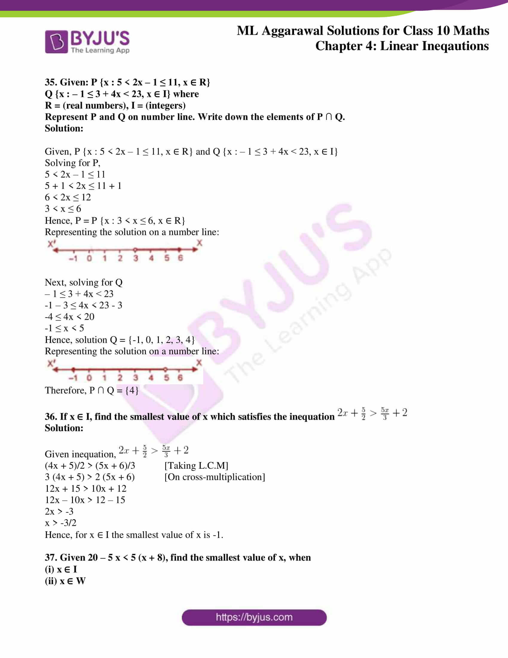 ML Aggarwal Solutions for Class 10 Maths Chapter 4 Linear Inequations ...