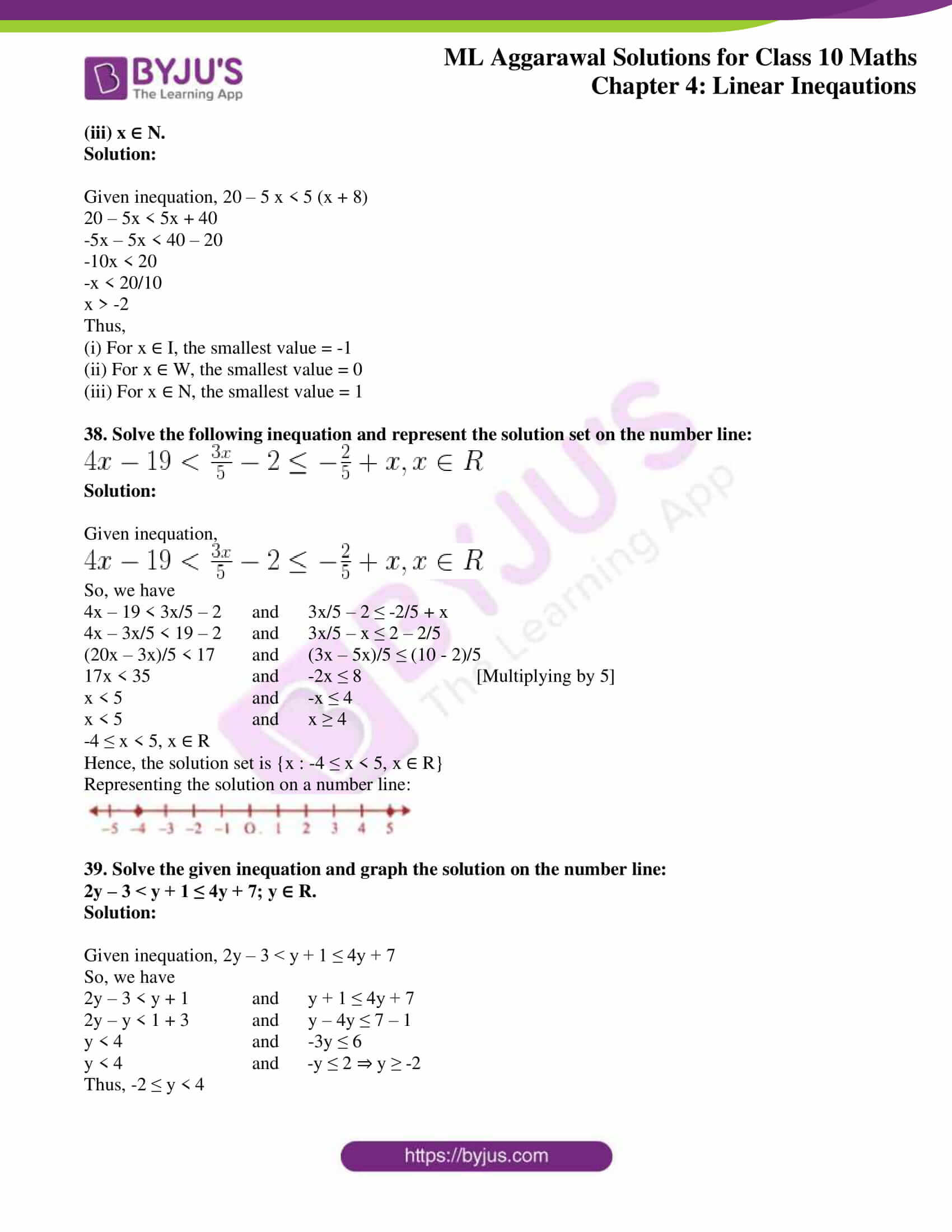 ML Aggarwal Solutions for Class 10 Maths Chapter 4 Linear Inequations access PDF for free