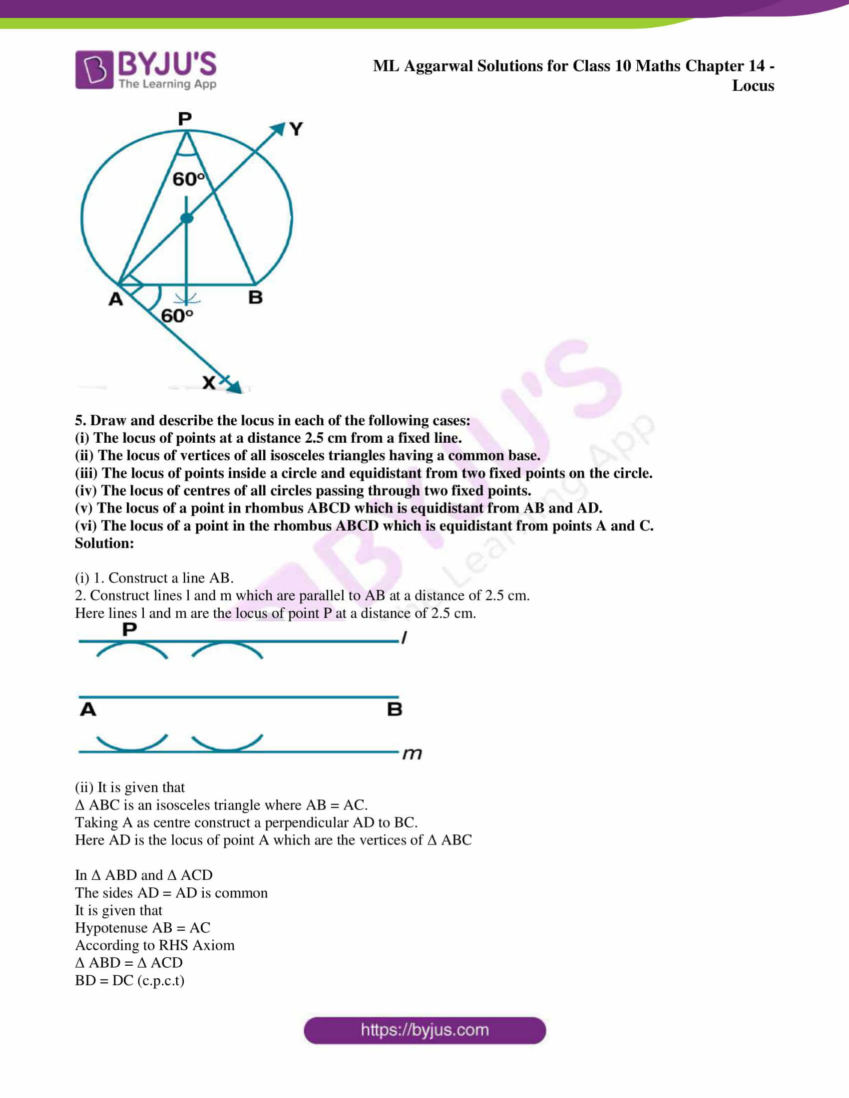 ML Aggarwal Solutions for Class 10 Maths Chapter 14 Locus download PDF