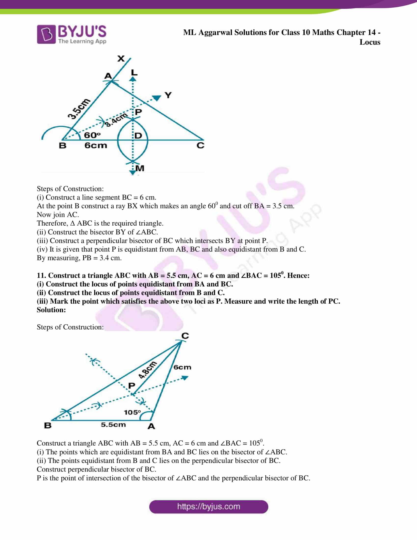 ML Aggarwal Solutions for Class 10 Maths Chapter 14 Locus download PDF