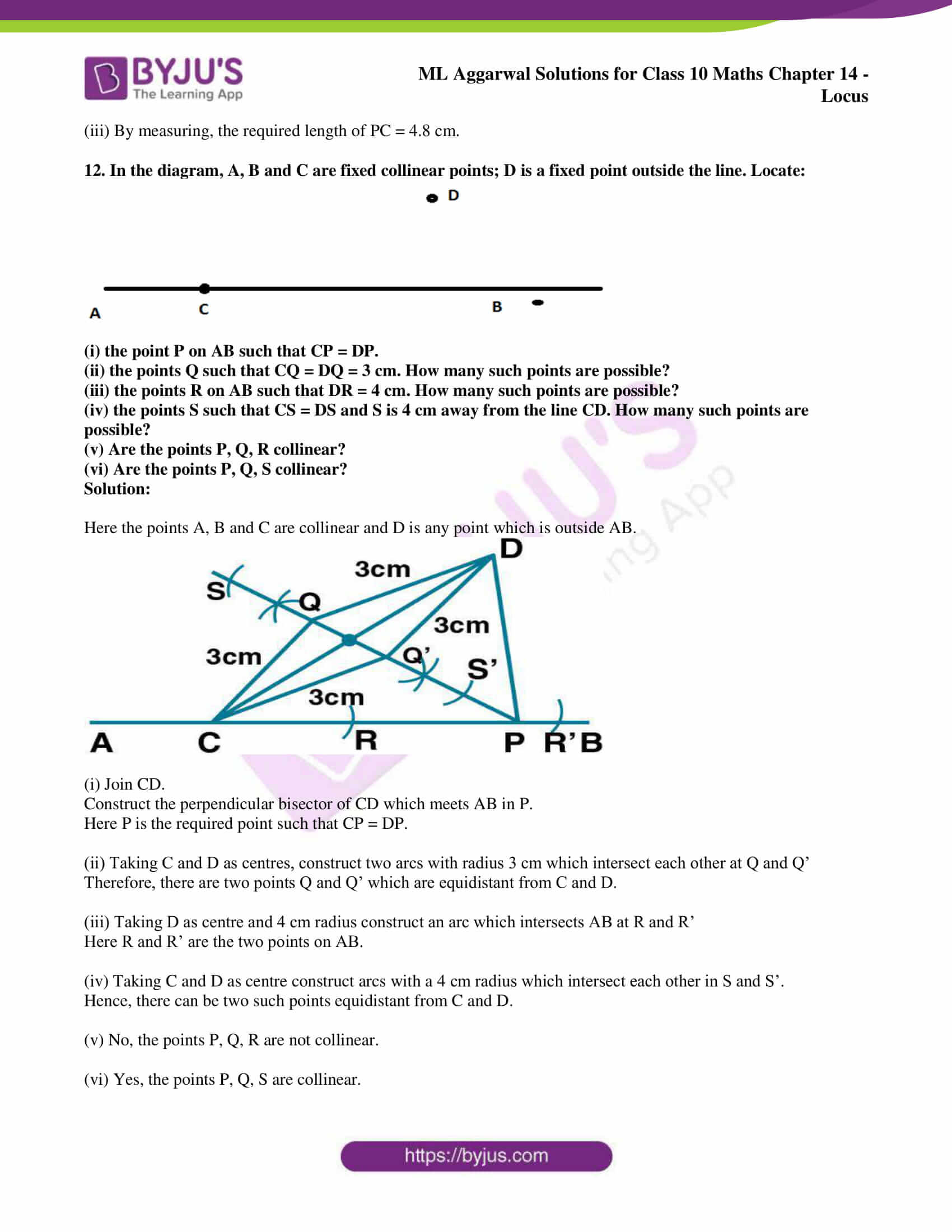 ML Aggarwal Solutions for Class 10 Maths Chapter 14 Locus download PDF