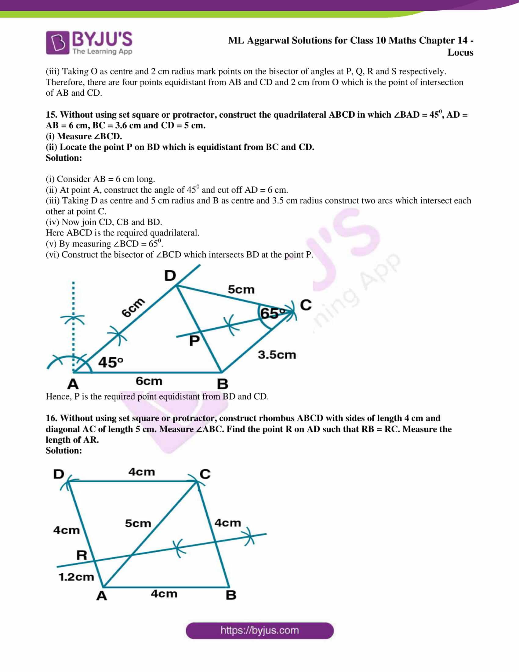 ML Aggarwal Solutions for Class 10 Maths Chapter 14 Locus download PDF