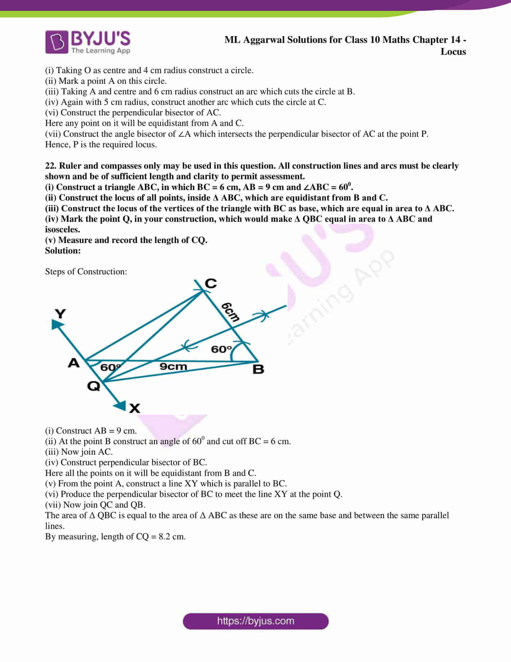 ML Aggarwal Solutions for Class 10 Maths Chapter 14 Locus download PDF