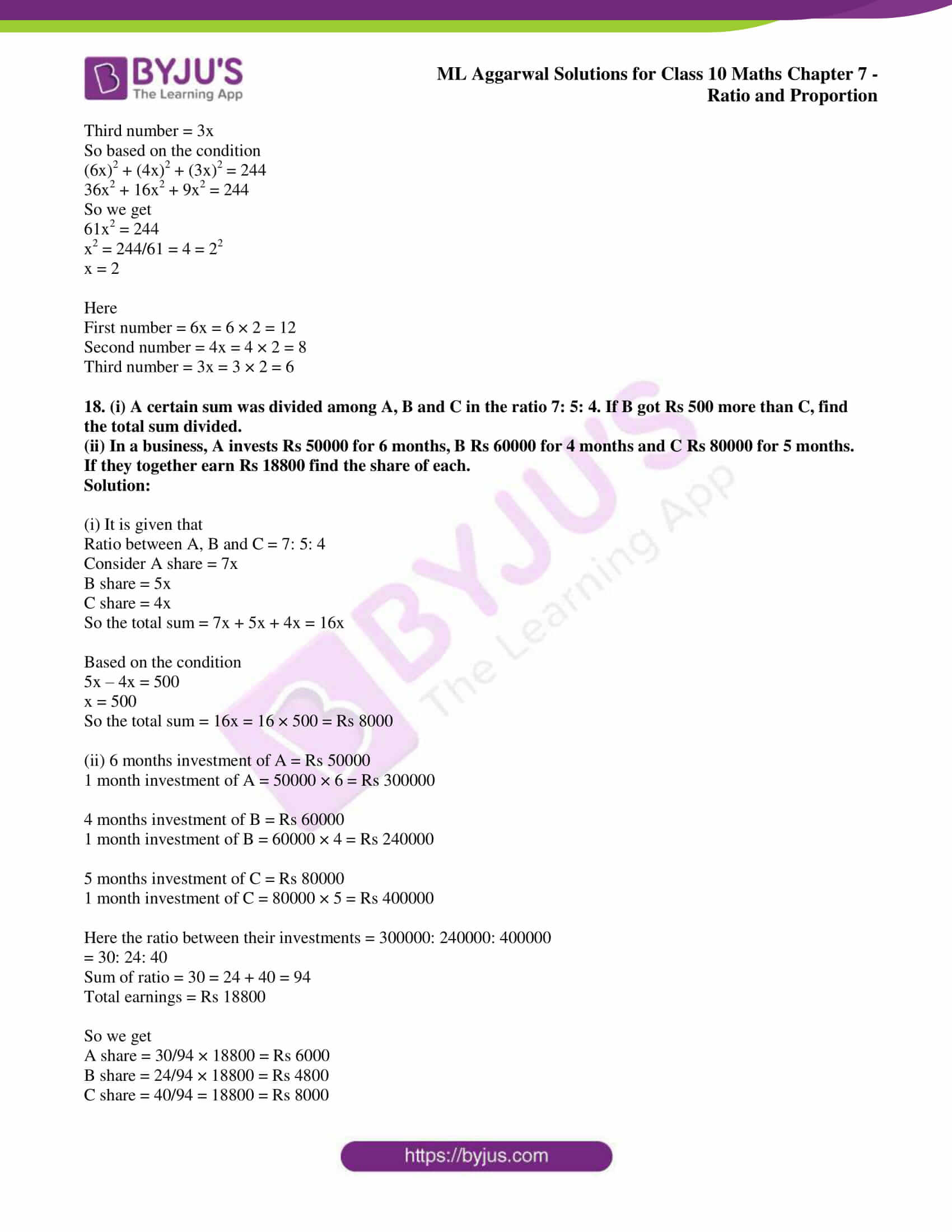ML Aggarwal Solutions for Class 10 Maths Chapter 7 Ratio and Proportion ...