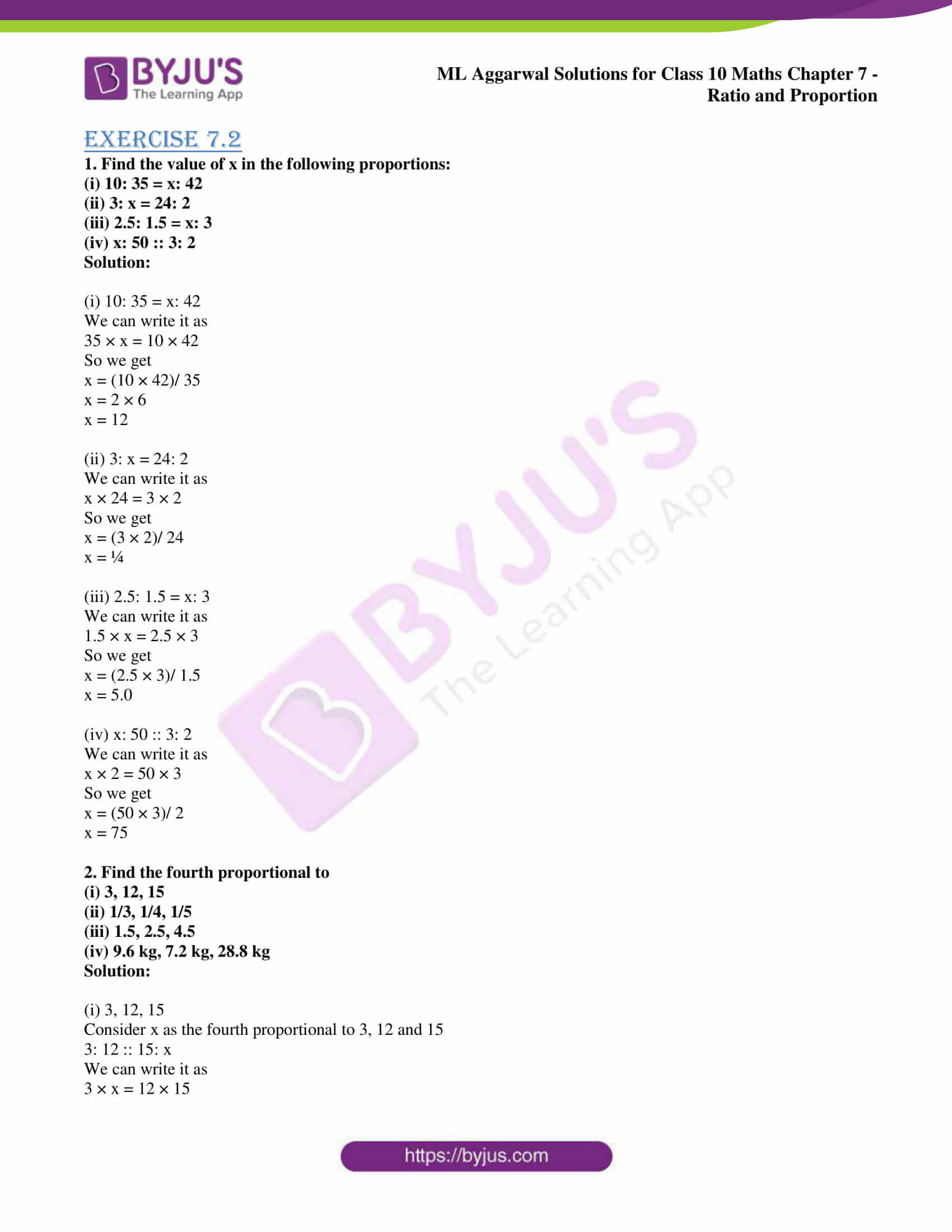 ML Aggarwal Solutions for Class 10 Maths Chapter 7 Ratio and Proportion ...