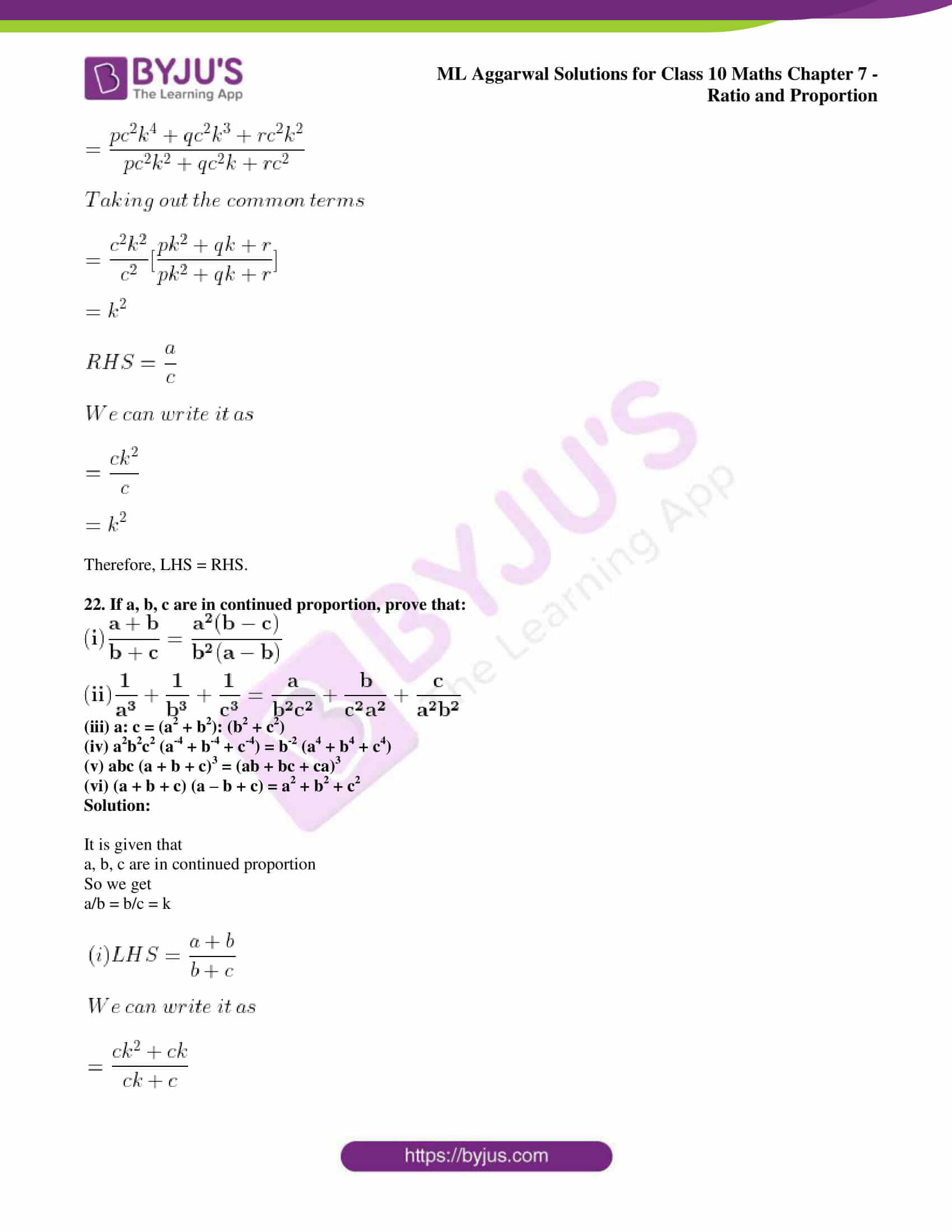 ML Aggarwal Solutions for Class 10 Maths Chapter 7 Ratio and Proportion ...