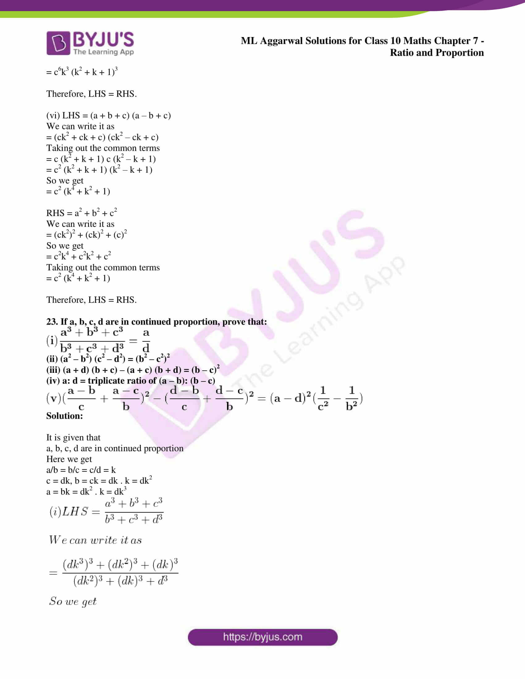 ML Aggarwal Solutions for Class 10 Maths Chapter 7 Ratio and Proportion ...