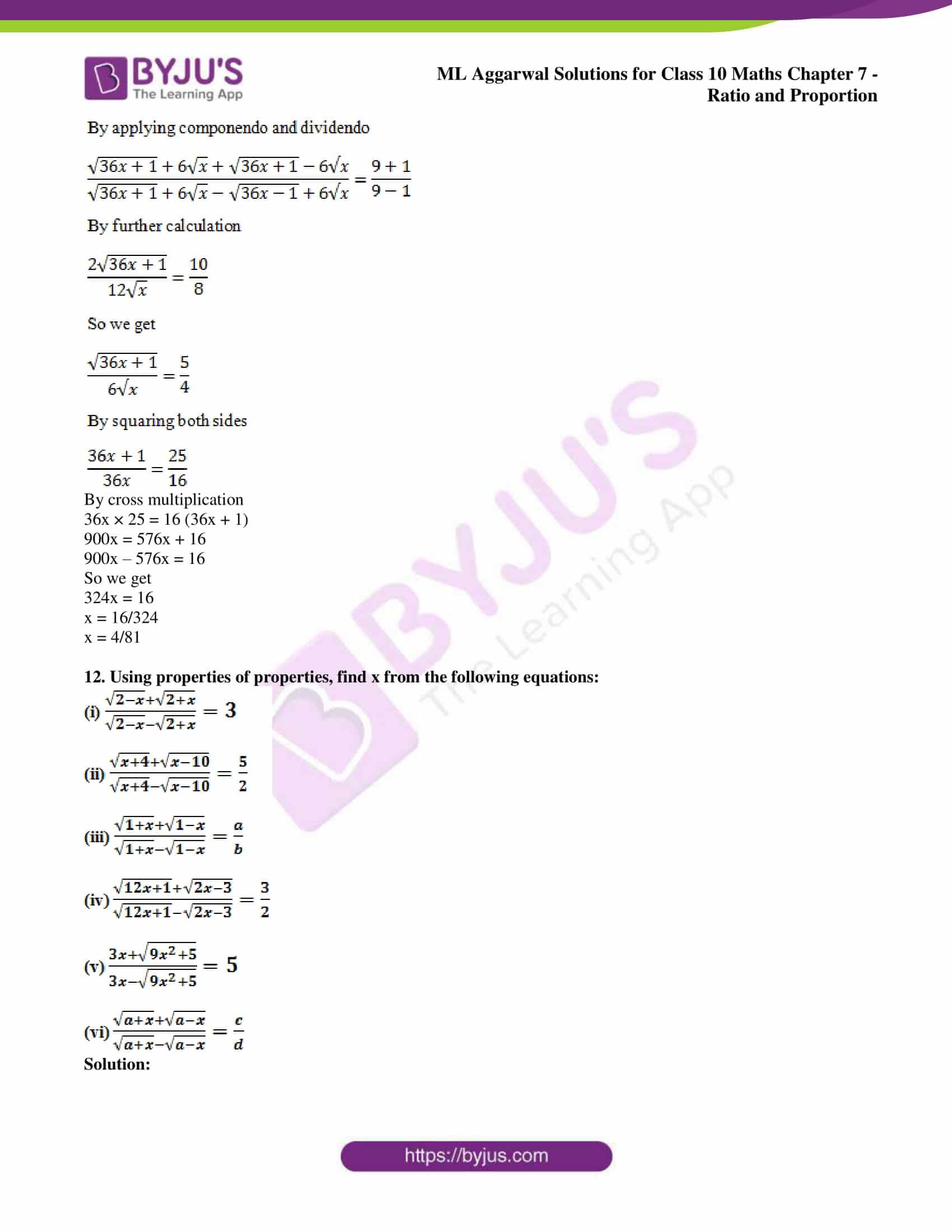 ML Aggarwal Solutions for Class 10 Maths Chapter 7 Ratio and Proportion ...