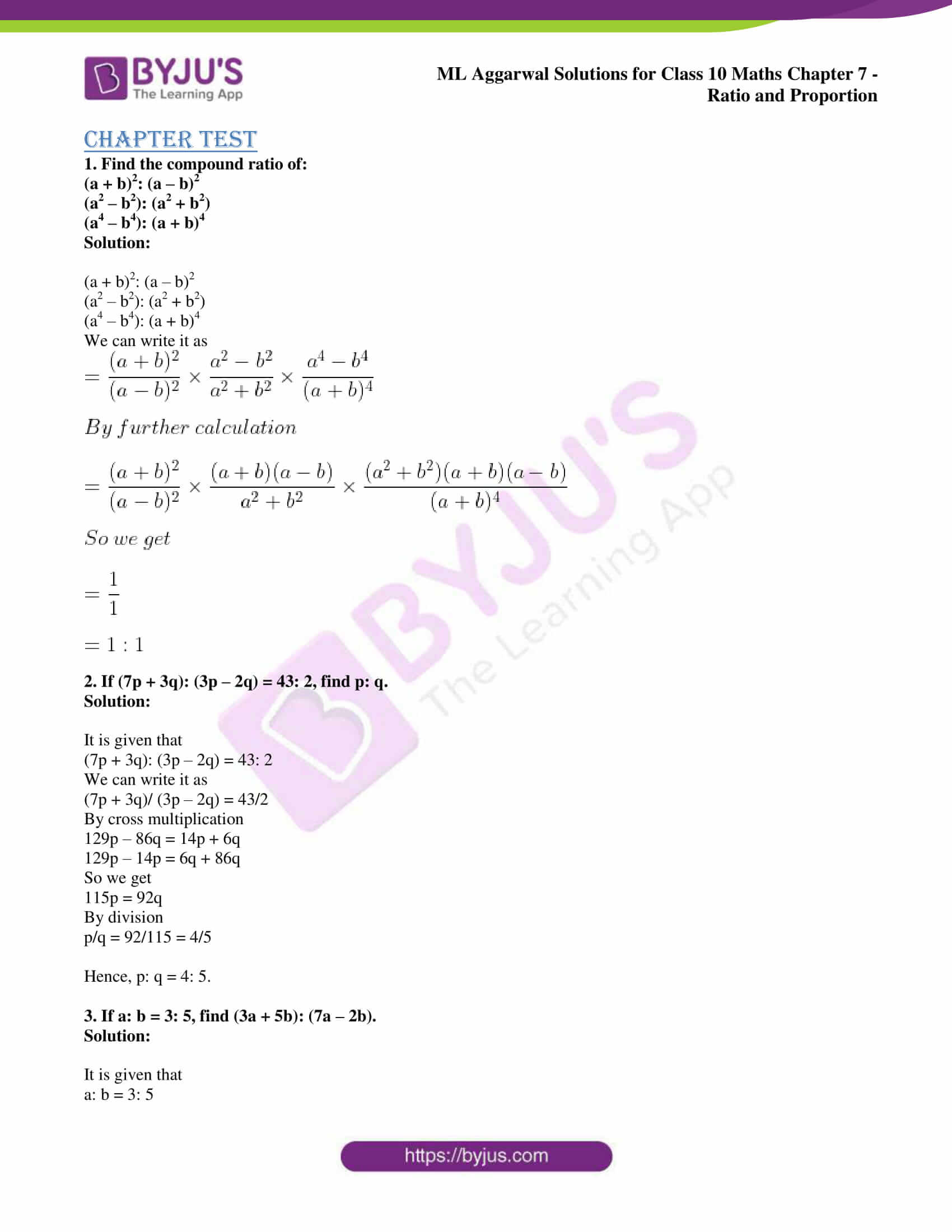 ML Aggarwal Solutions for Class 10 Maths Chapter 7 Ratio and Proportion ...