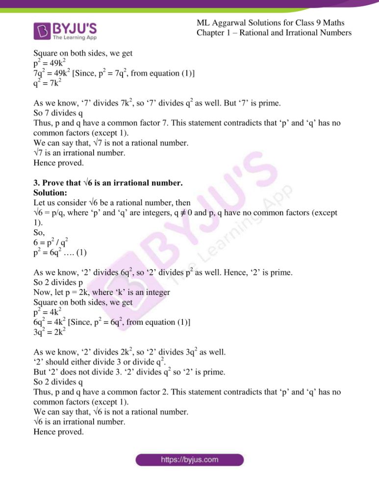 ML Aggarwal Solutions for Class 9 Chapter 1 - Rational and Irrational ...
