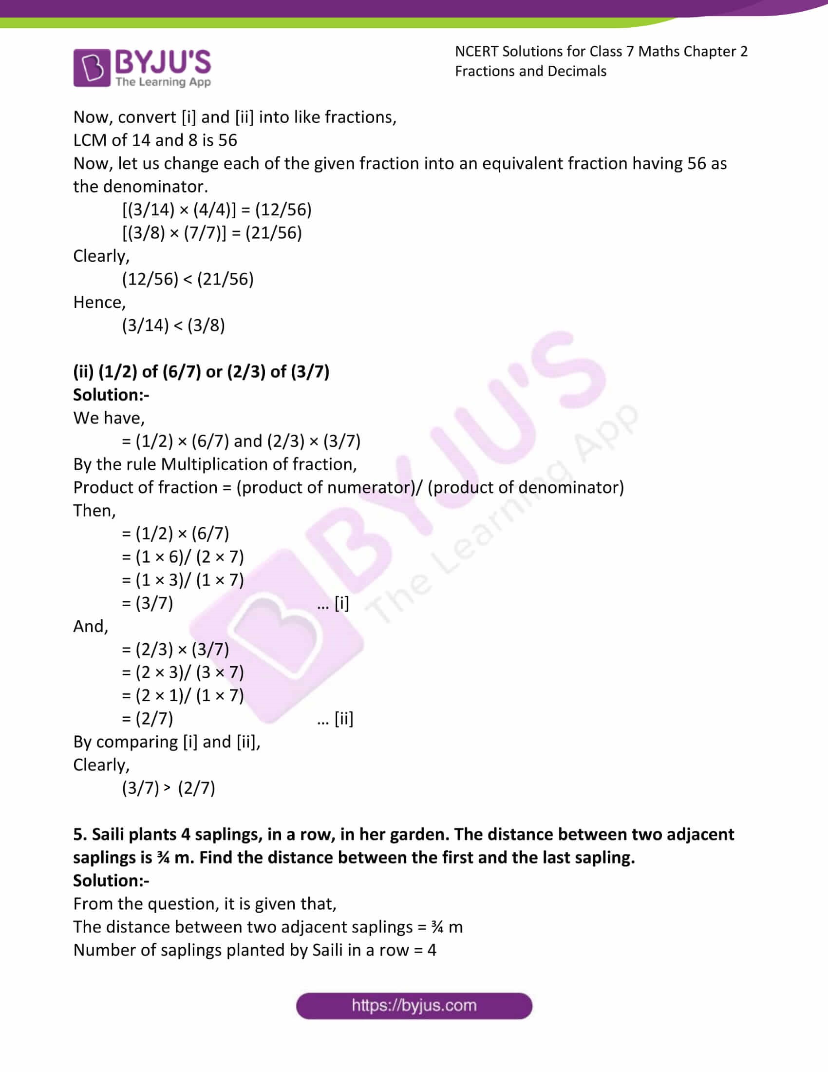NCERT Solutions For Class 7 Maths Chapter 2 Fractions And Decimals NCERT Solutions For Class 7 Maths Chapter 2 Fractions And Decimals