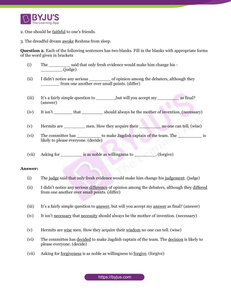 NCERT Solutions for Class 7 English Unit 1 Three Questions- Download Solutions