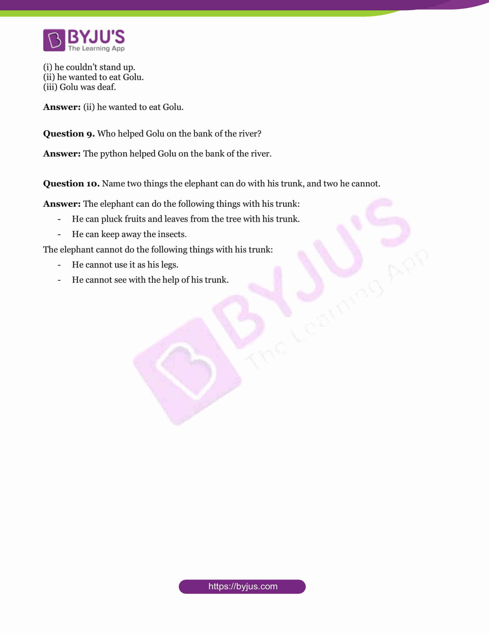 NCERT Solutions For Class 7 English Chapter 5 Golu Grows A Nose NCERT Solutions For Class 7 English Chapter 5 Golu Grows A Nose
