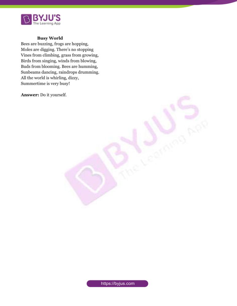 NCERT Solutions for Class 7 English Unit 8 Poem Meadow Surprises