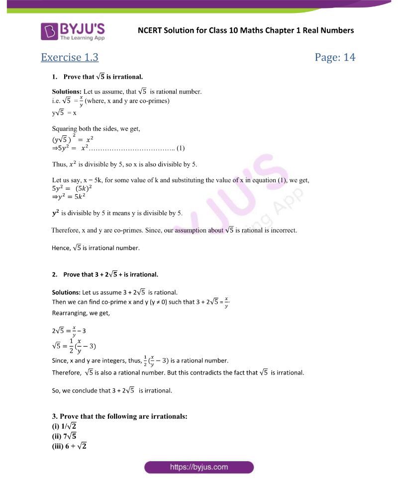 NCERT Solutions for Class 10 Maths Exercise 1.3 Chapter 1 Real Numbers ...