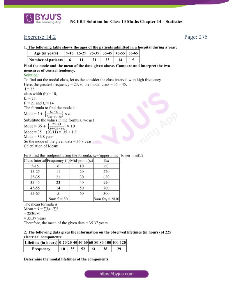NCERT Solutions for Class 10 Maths Exercise 14.2 Chapter 14 ...