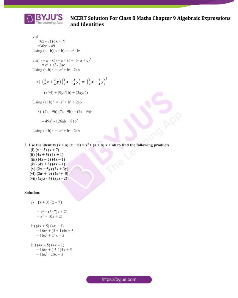 NCERT Solution class 8 Maths Chapter 9 Algebraic Expressions and ...