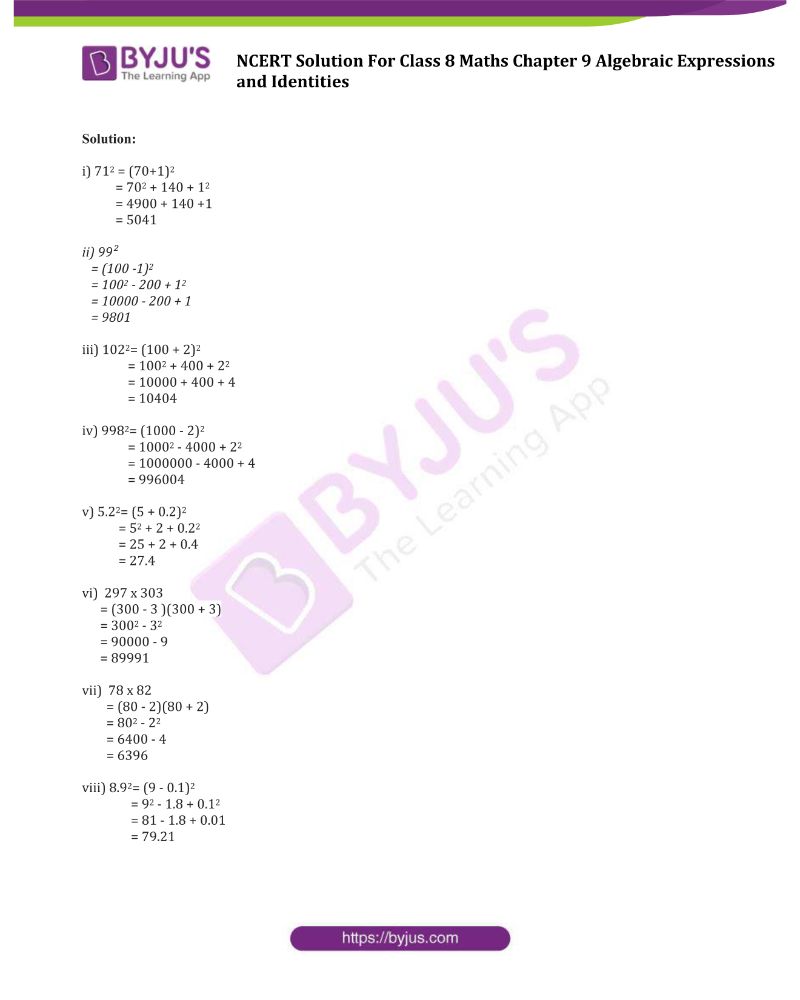 NCERT Solution class 8 Maths Chapter 9 Algebraic Expressions and ...