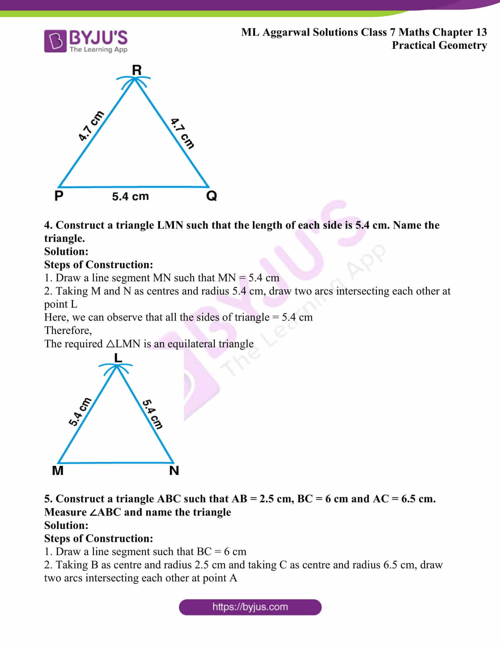 ML Aggarwal Solutions For Class 7 Maths Chapter 13 Practical Geometry ML Aggarwal Solutions For Class 7 Maths Chapter 13 Practical Geometry