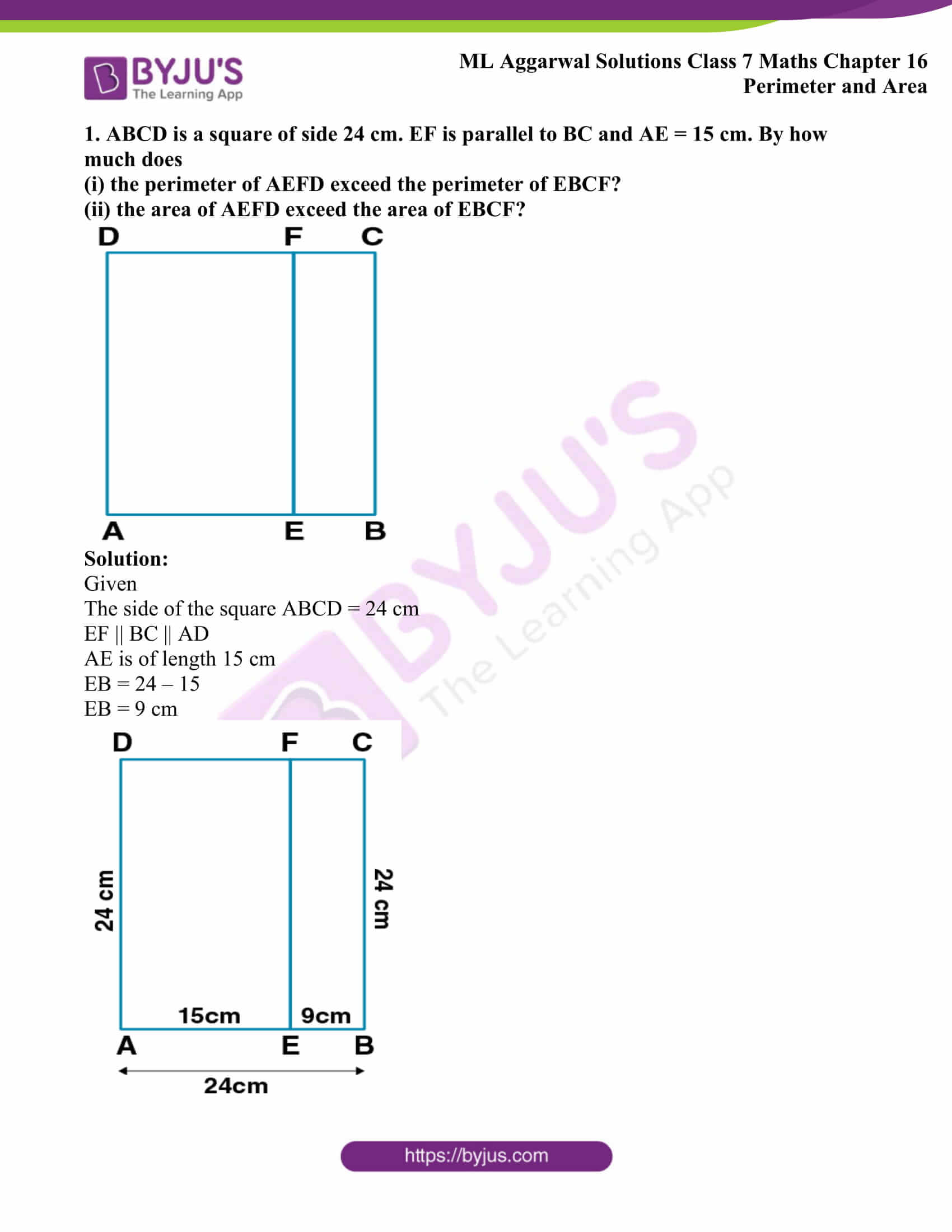ML Aggarwal Solutions For Class 7 Maths Chapter 16 Perimeter And Area