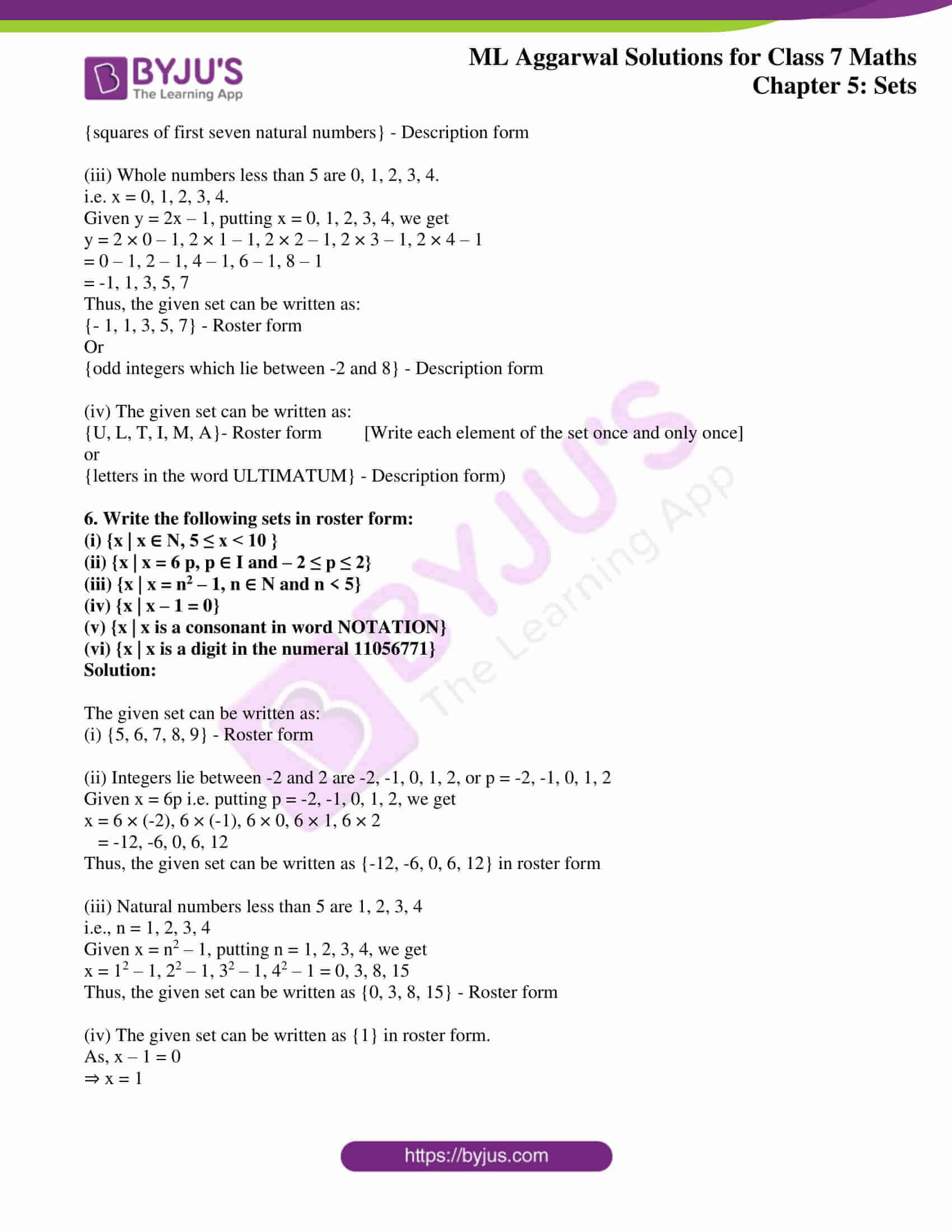 ML Aggarwal Solutions For Class 7 Chapter 5 Sets Avail Of Free PDF