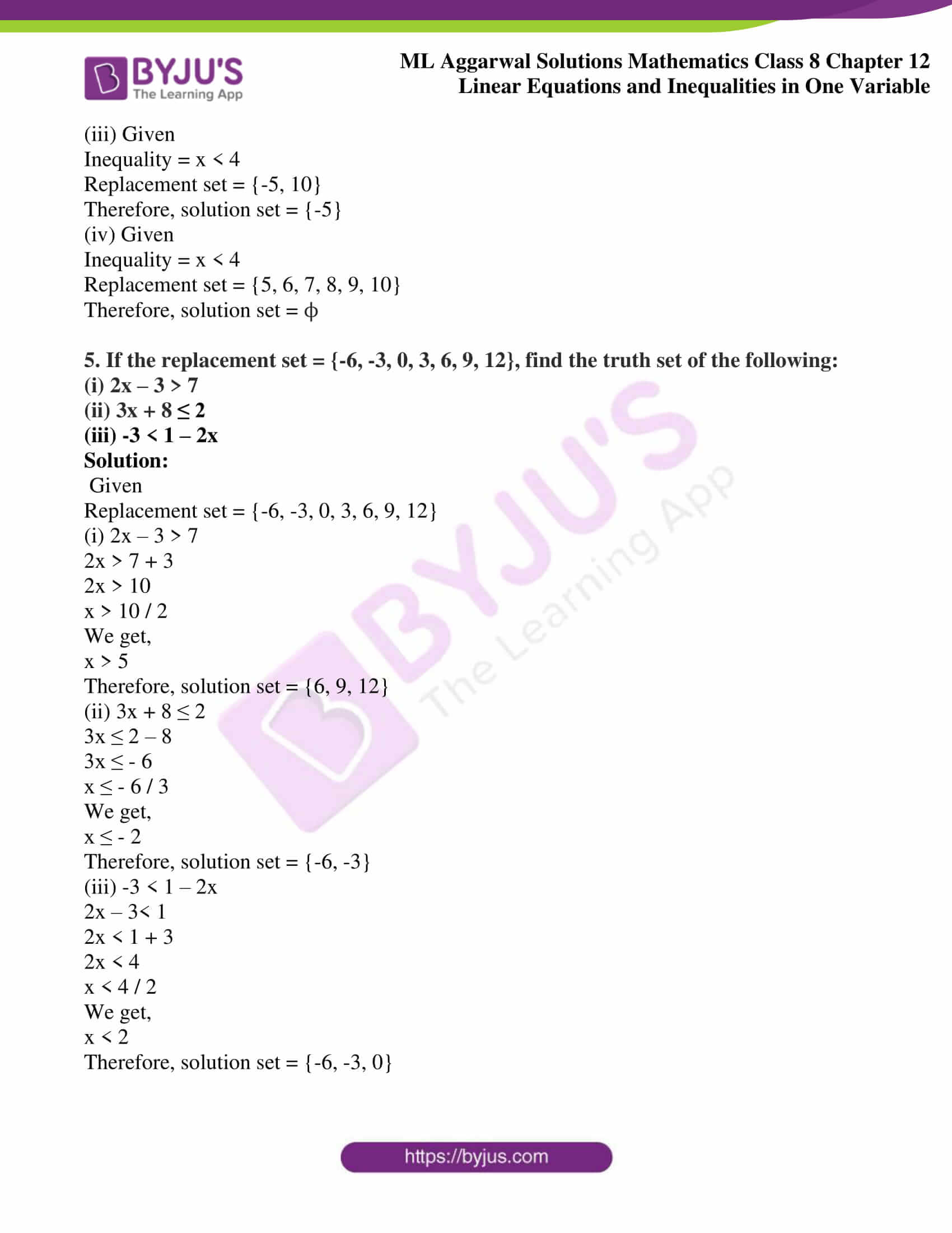 ML Aggarwal Solutions For Class 8 Maths Chapter 12 Linear Equations And ML Aggarwal Solutions For Class 8 Maths Chapter 12 Linear Equations And