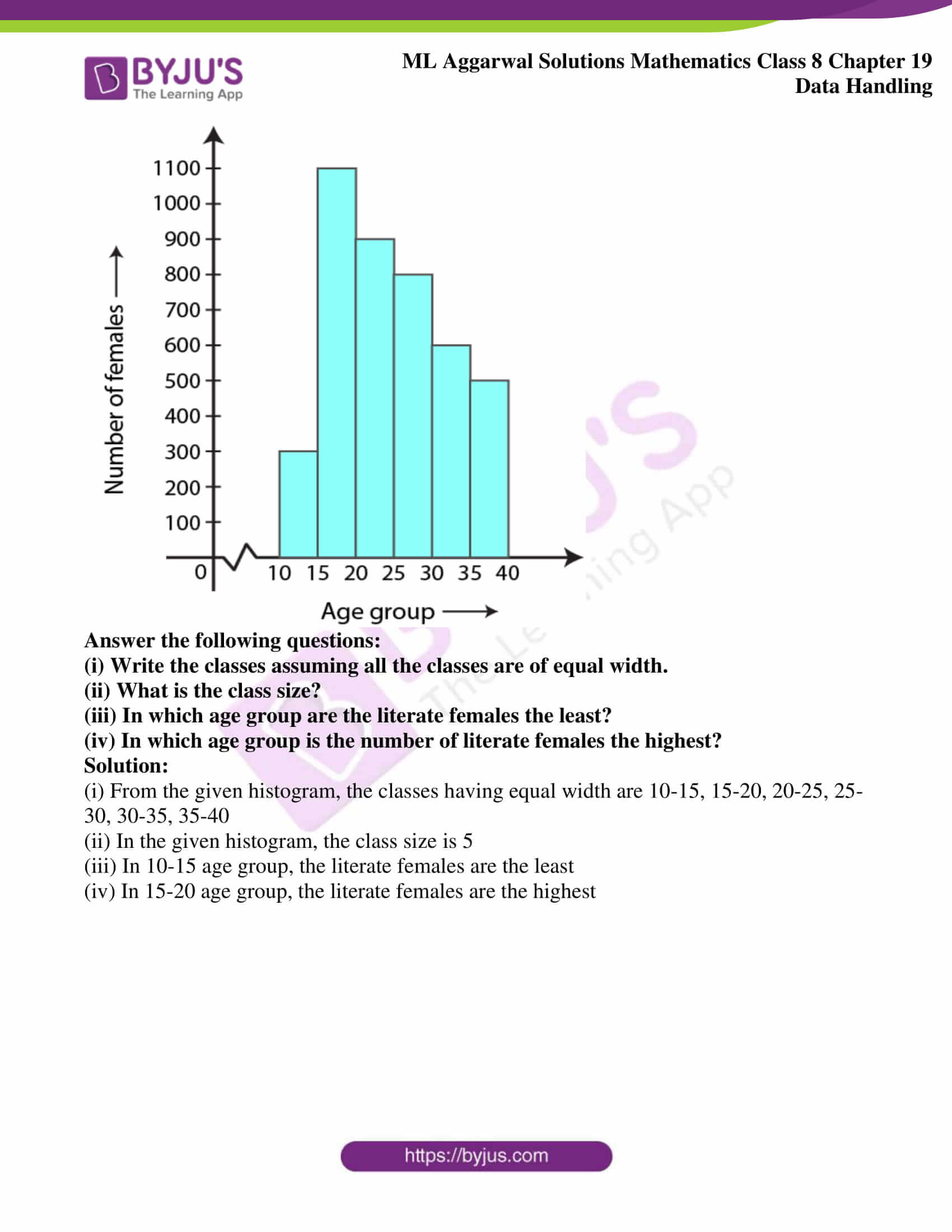 ML Aggarwal Solutions for Class 8 Maths Chapter 19 Data Handling get PDF