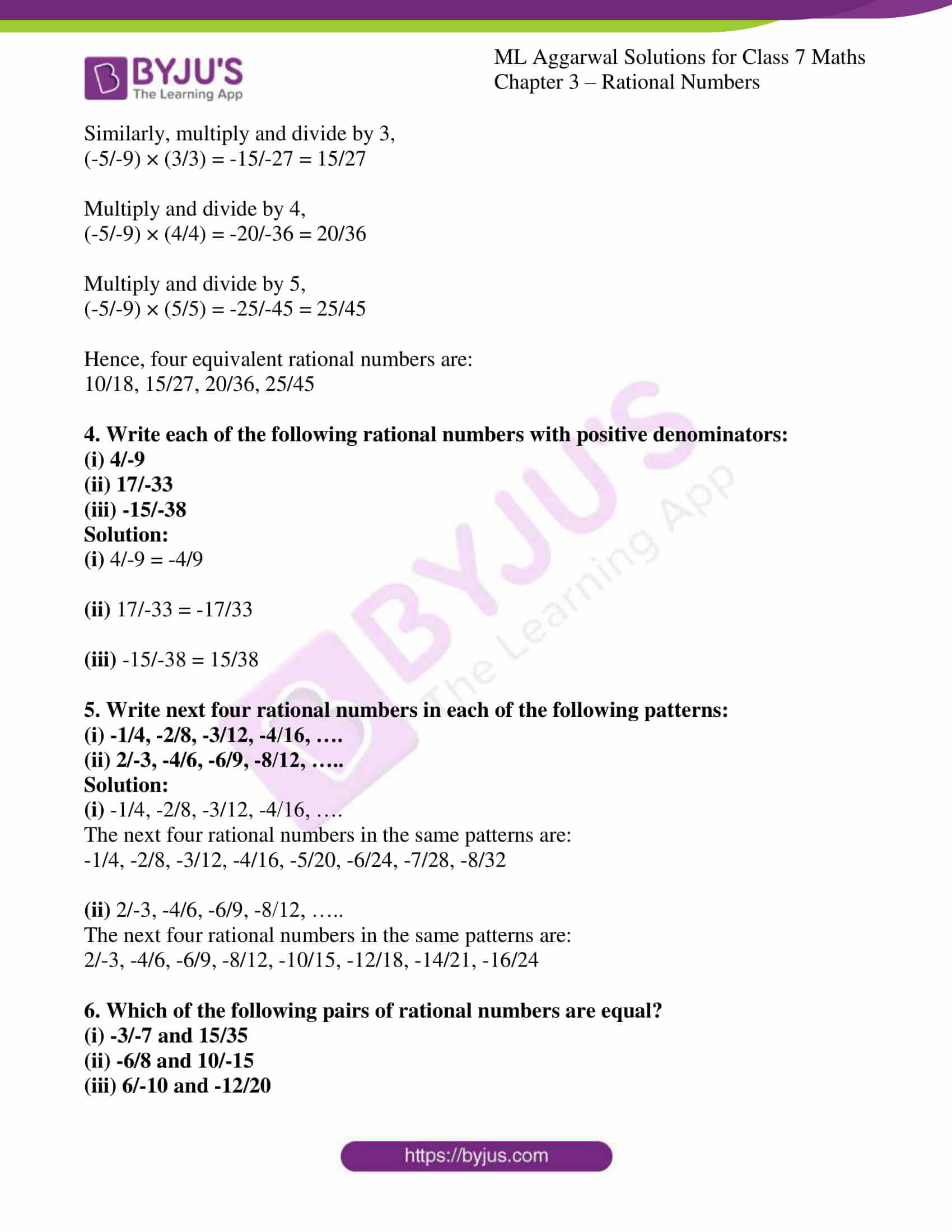 ML Aggarwal Solutions For Class 7 Chapter 3 Rational Numbers Avail ML Aggarwal Solutions For Class 7 Chapter 3 Rational Numbers Avail