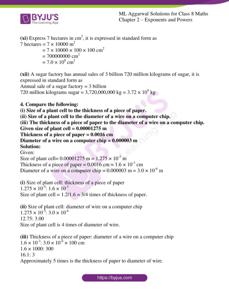 ML Aggarwal Solutions For Class 8 Chapter 2 Exponents And Powers ML Aggarwal Solutions For Class 8 Chapter 2 Exponents And Powers