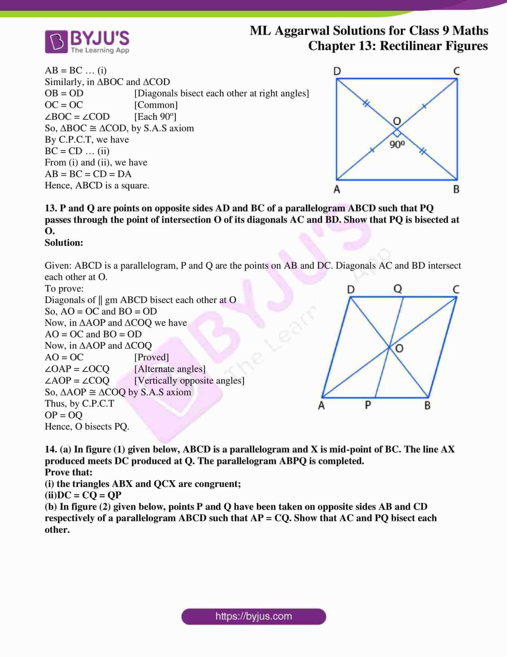 ML Aggarwal Solutions For Class 9 Maths Chapter 13 Rectilinear Figures ML Aggarwal Solutions For Class 9 Maths Chapter 13 Rectilinear Figures