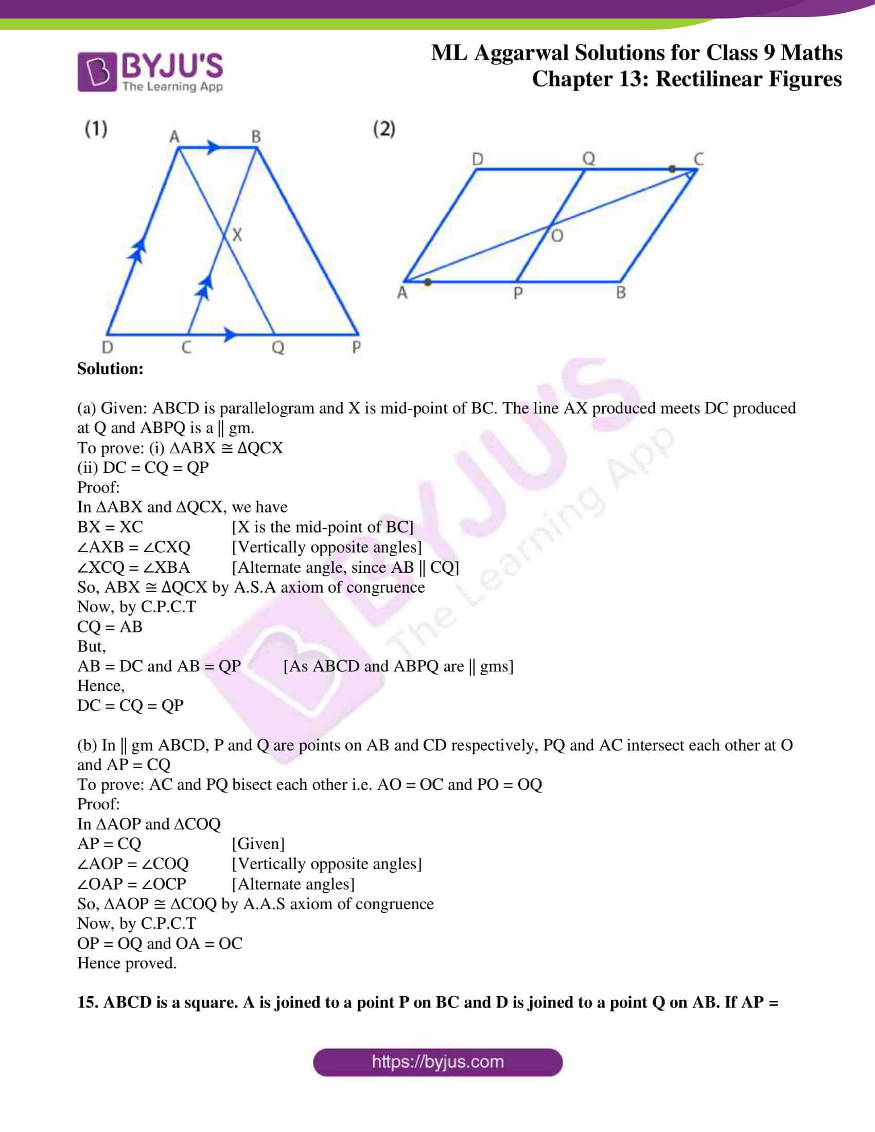 ML Aggarwal Solutions for Class 9 Maths Chapter 13 Rectilinear Figures ...