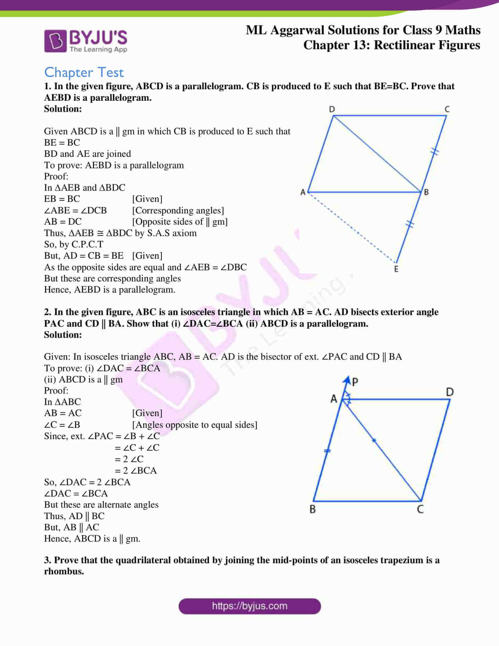 ML Aggarwal Solutions for Class 9 Maths Chapter 13 Rectilinear Figures ...