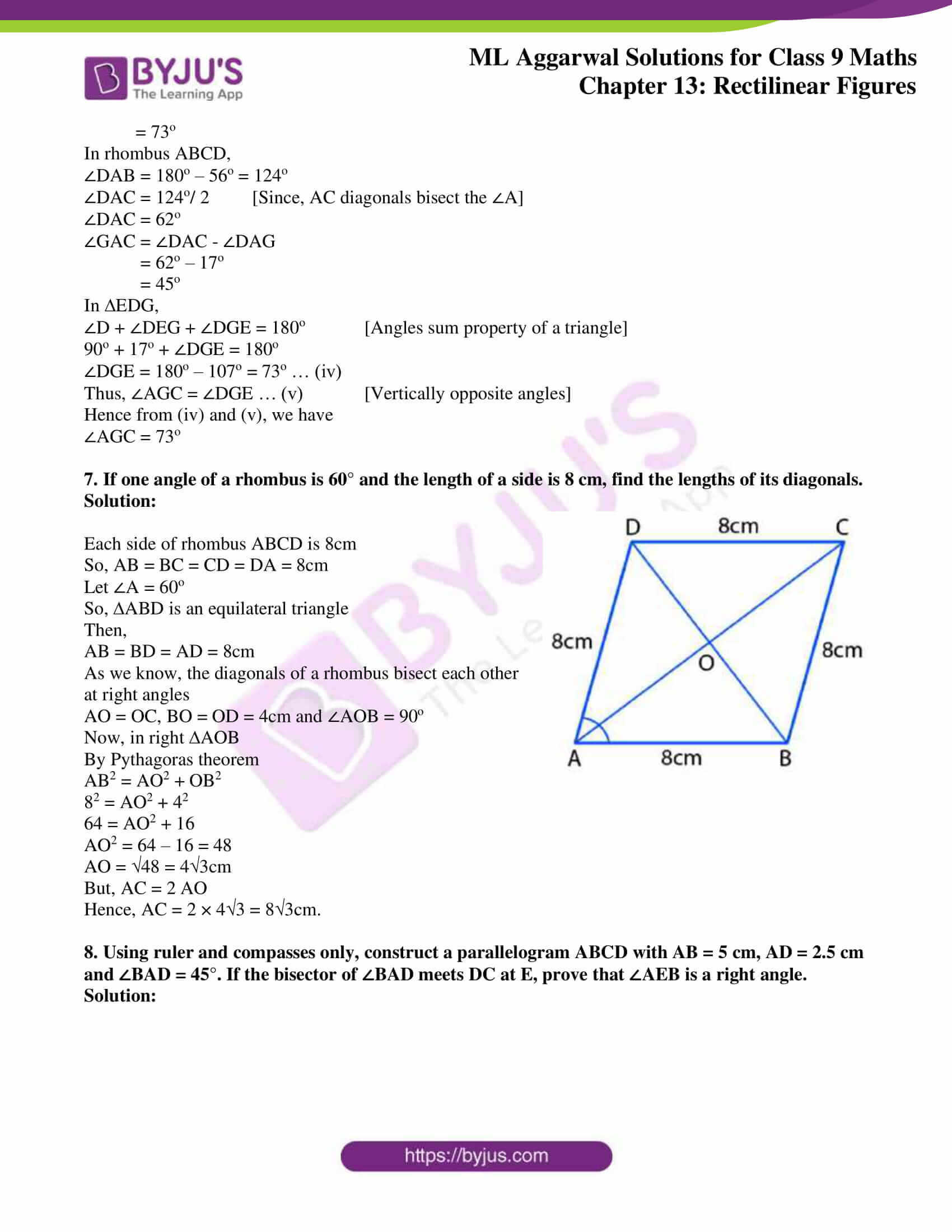 ML Aggarwal Solutions for Class 9 Maths Chapter 13 Rectilinear Figures ...