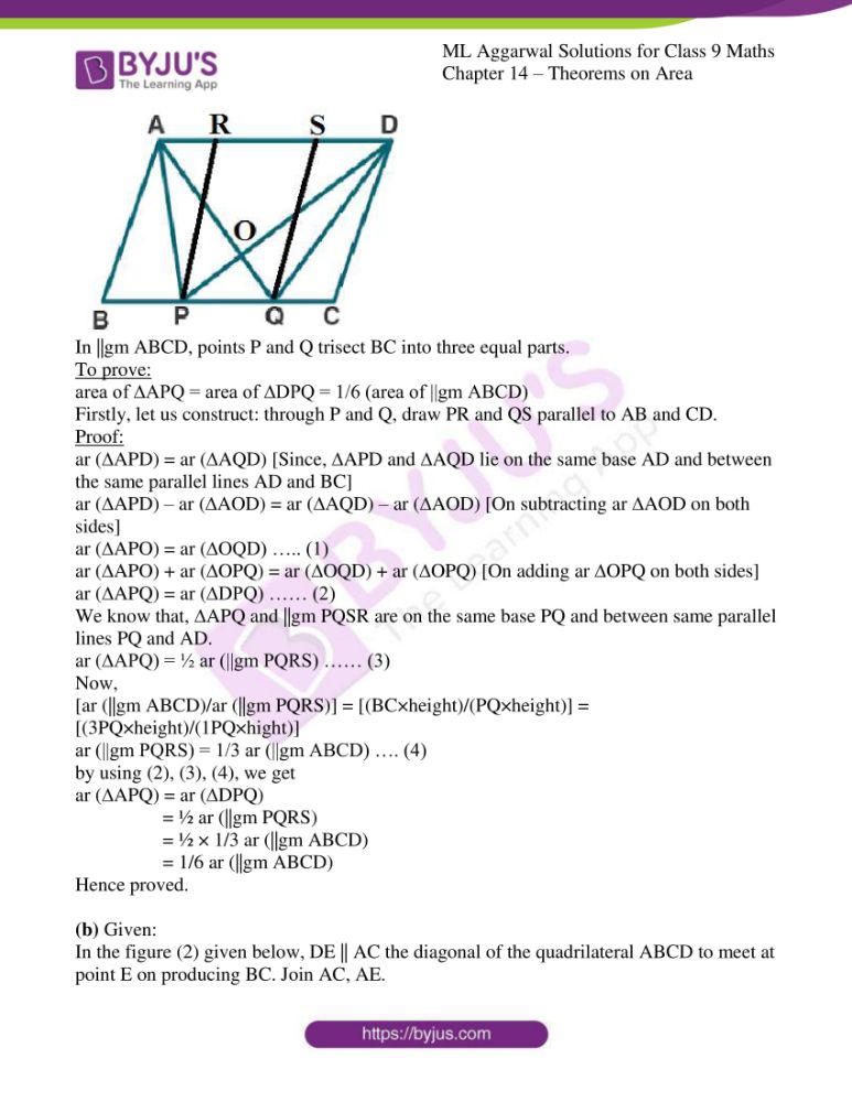 ML Aggarwal Solutions For Class 9 Chapter 14 Theorems On Area Access ML Aggarwal Solutions For Class 9 Chapter 14 Theorems On Area Access