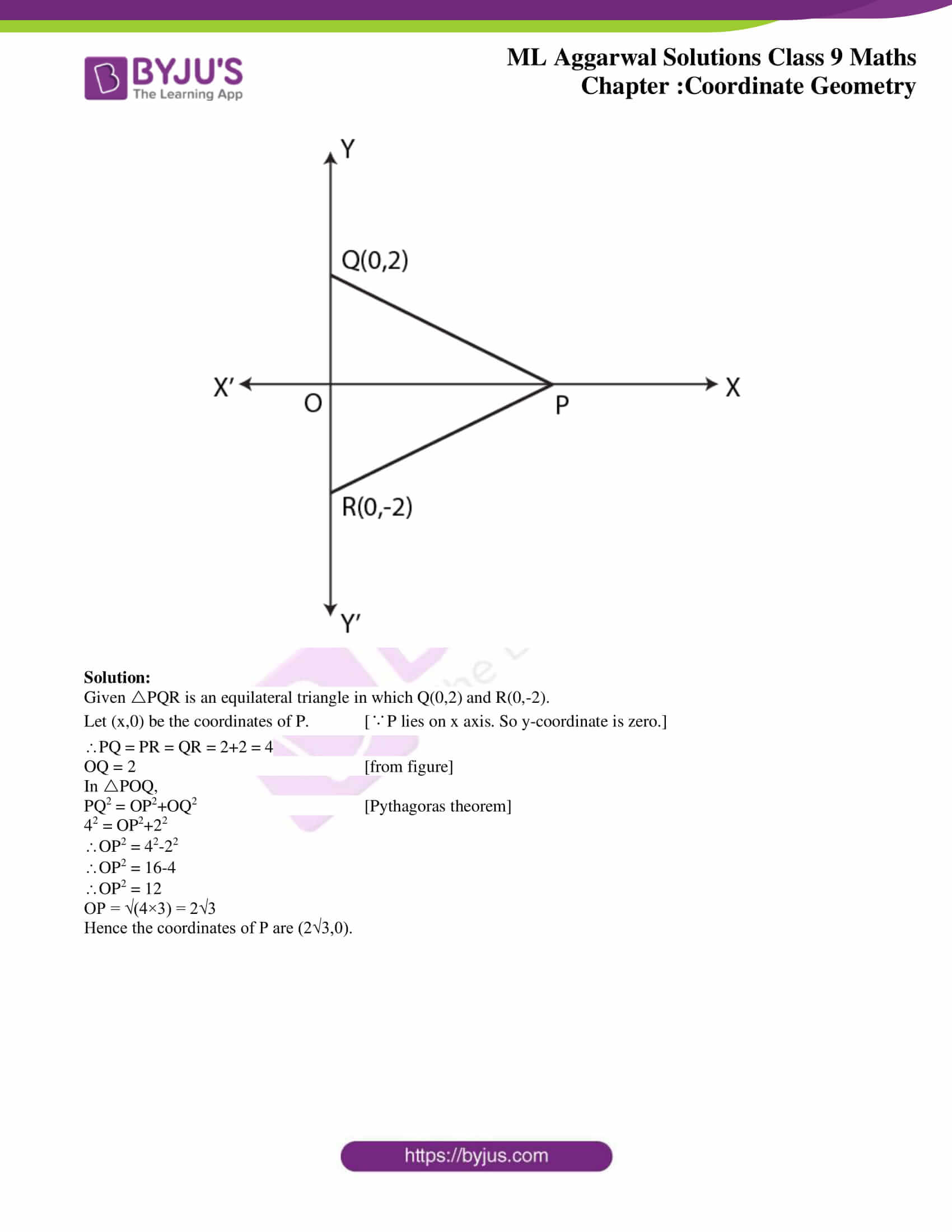 ML Aggarwal Solutions For Class 9 Maths Chapter 19- Coordinate Geometry