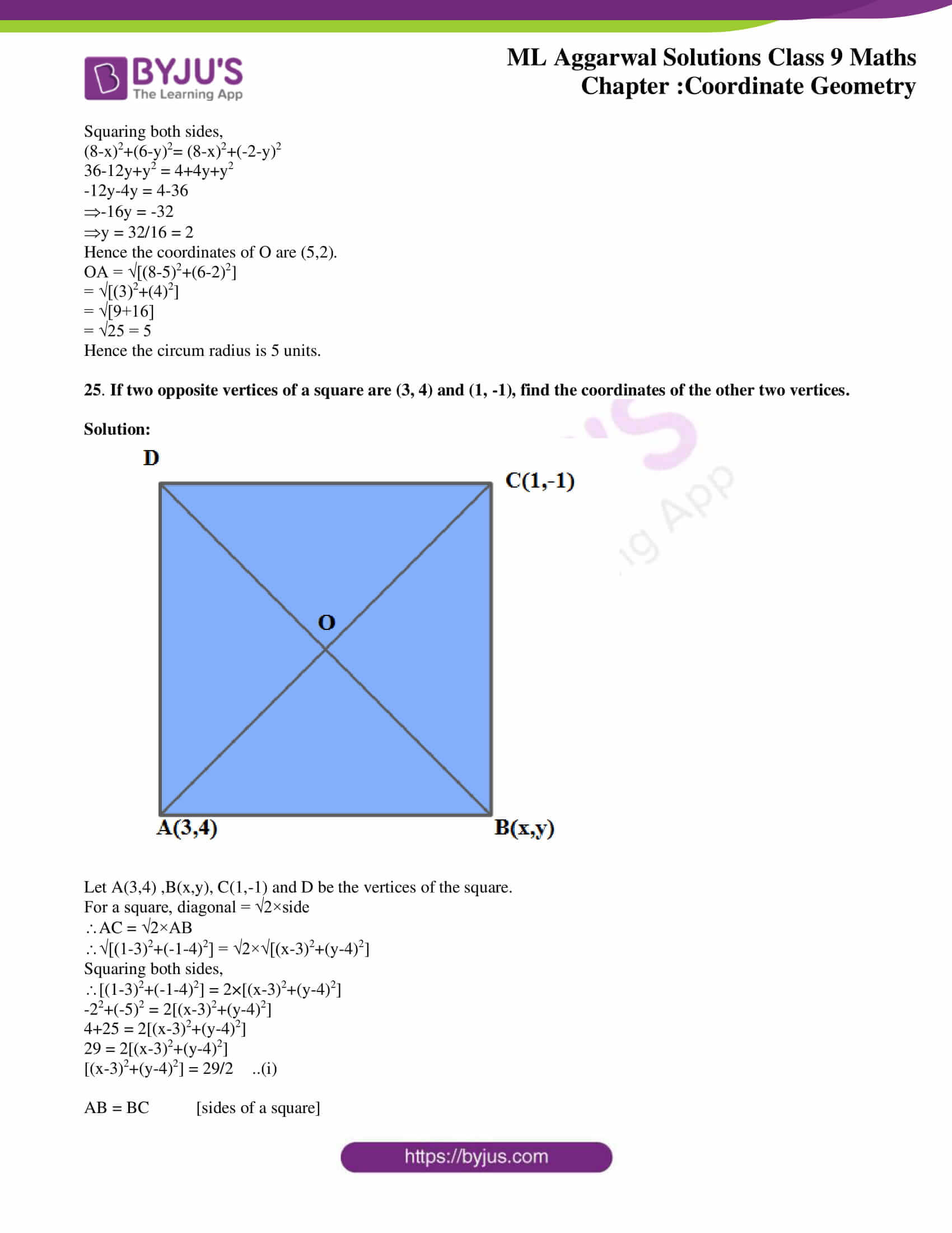 ML Aggarwal Solutions For Class 9 Maths Chapter 19- Coordinate Geometry