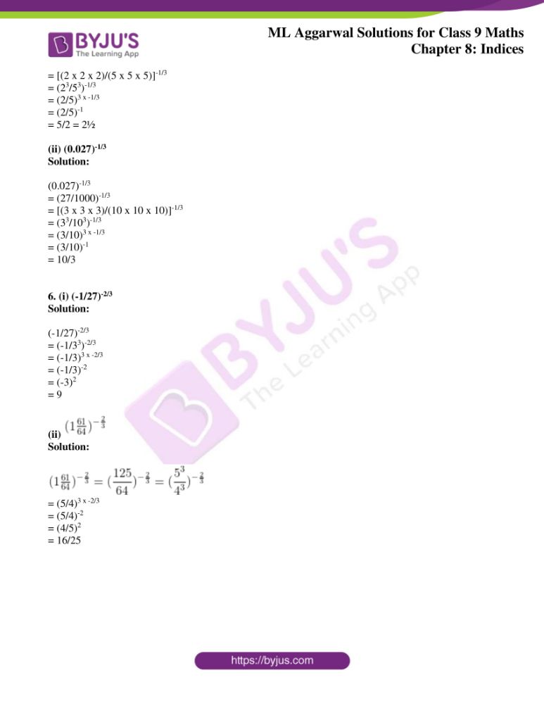ML Aggarwal Solutions for Class 9 Maths Chapter 8 Indices download free PDF