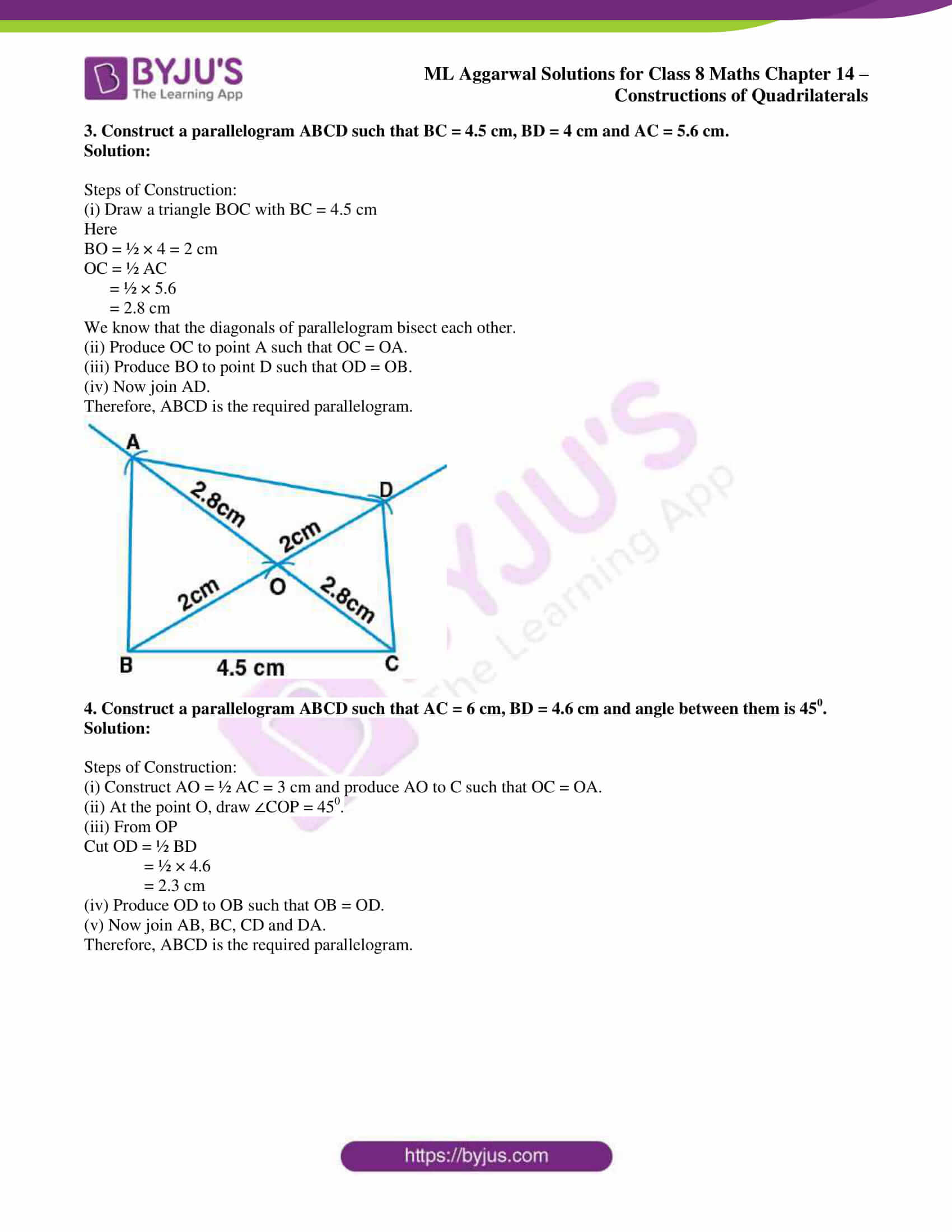 ML Aggarwal Solutions For Class 8 Maths Chapter 14 Constructions Of ML Aggarwal Solutions For Class 8 Maths Chapter 14 Constructions Of