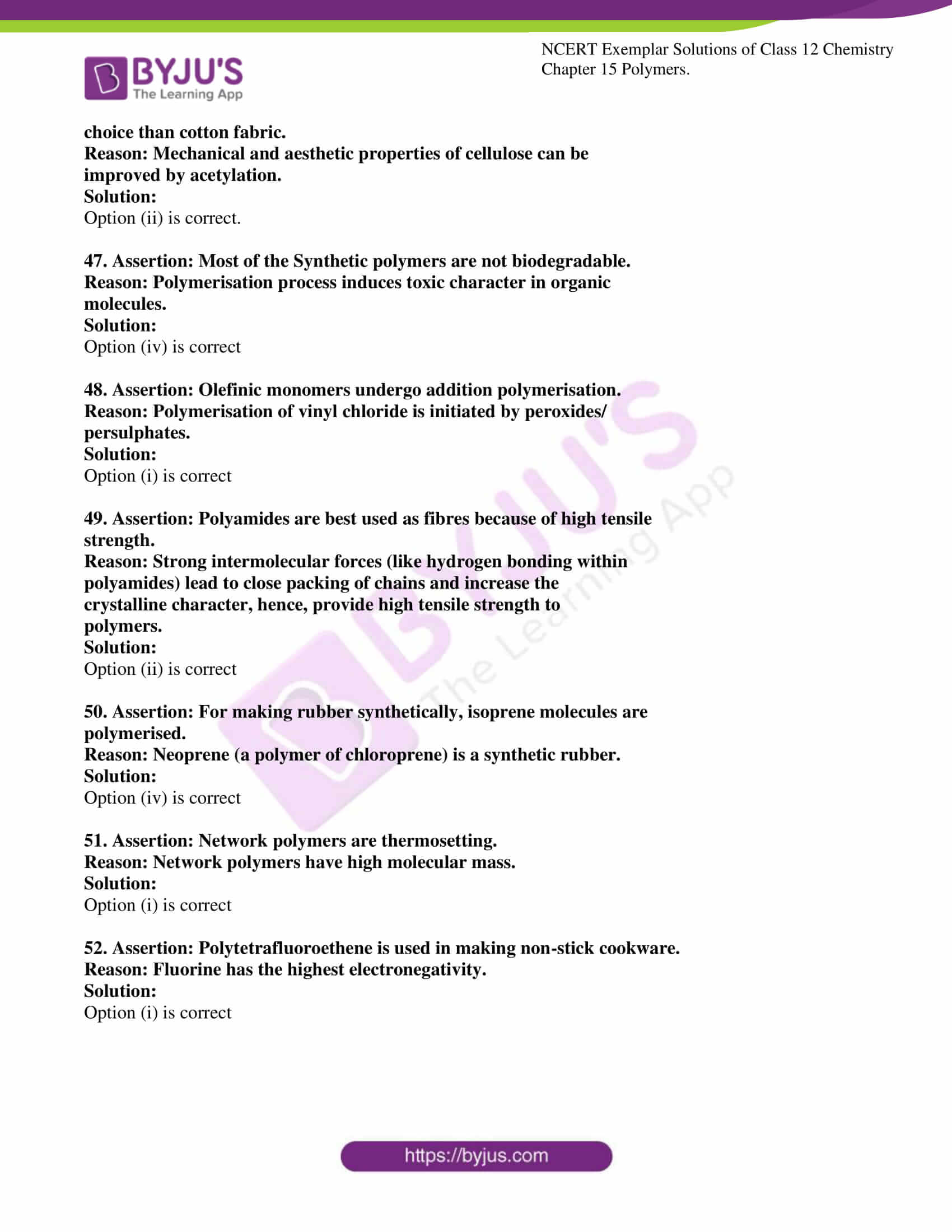 NCERT Exemplar Class 12 Chemistry Solutions Chapter 15 - Polymers ...