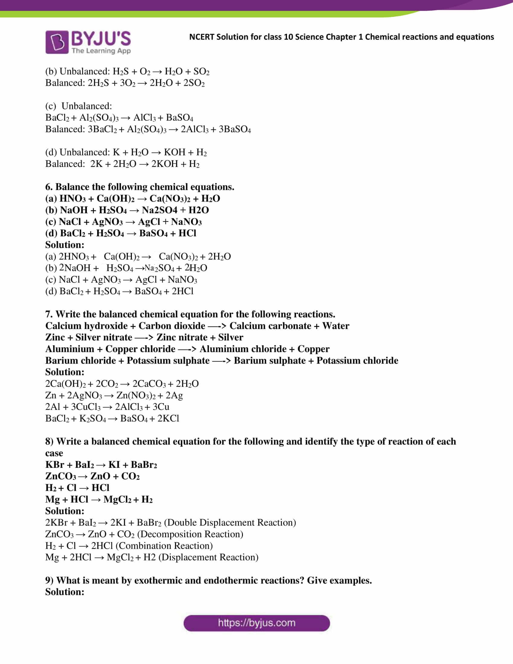 NCERT Solutions Class 10 Science Chapter 1 Chemical Reactions And NCERT Solutions Class 10 Science Chapter 1 Chemical Reactions And