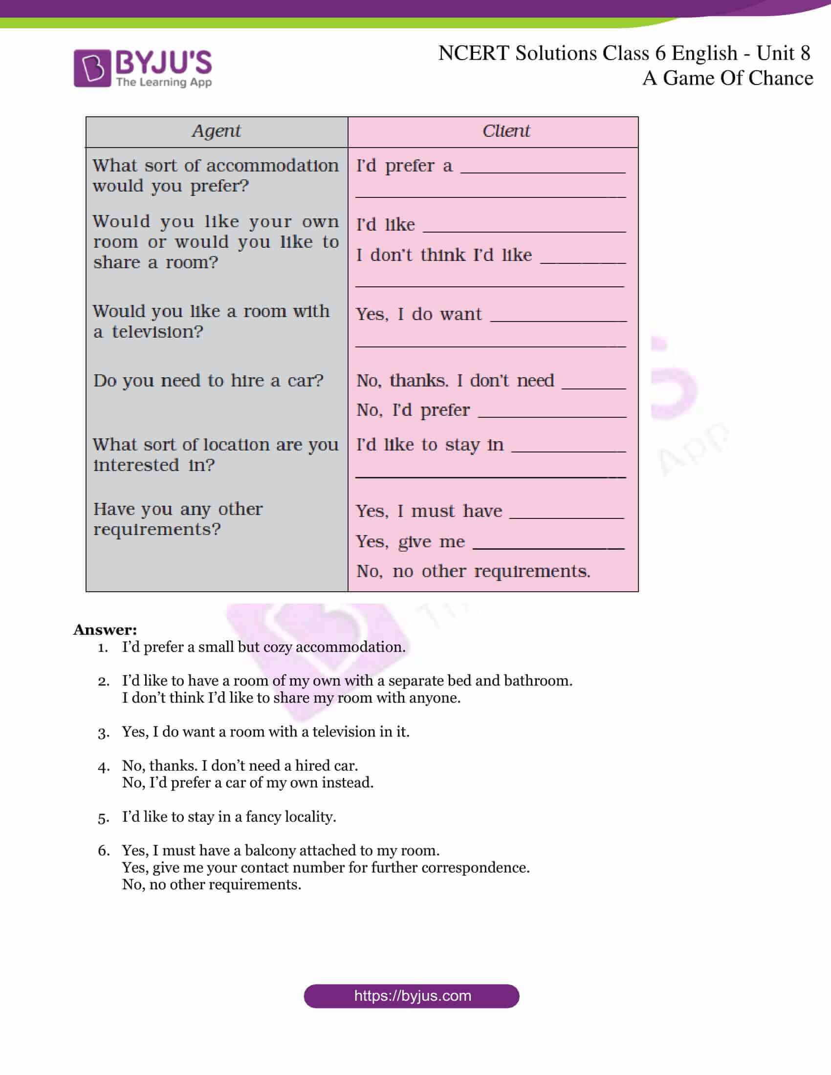 NCERT Solutions For Class 6 English Unit 8 A Game Of Chance NCERT Solutions For Class 6 English Unit 8 A Game Of Chance